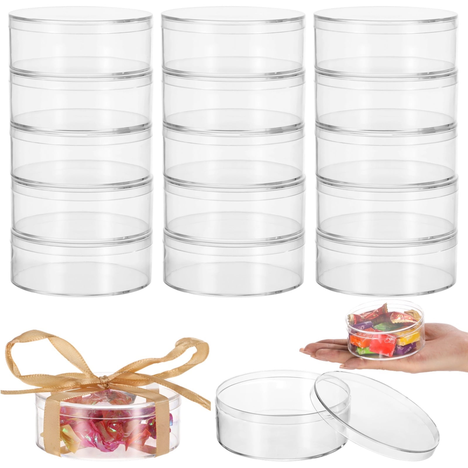 50 PCS Clear Acrylic Round Boxes, 3.1-Inch Small Acrylic Circle Box ...
