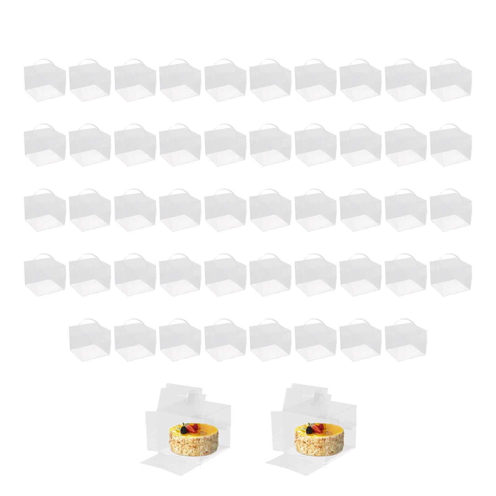50 PCS Clear Cake Box, Clear Plastic Cake Carrier, Rectangle Cake ...