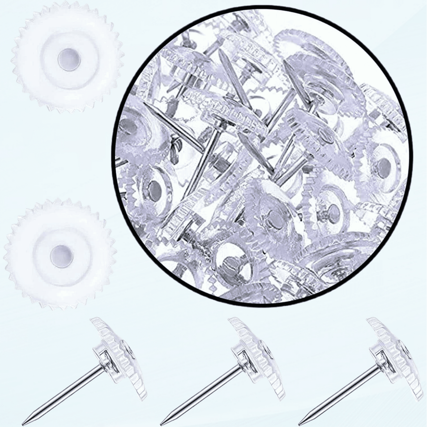 50 PCS Clear Push Pin for Wall ,Thumb Tack Transparent Gear Plastic ...