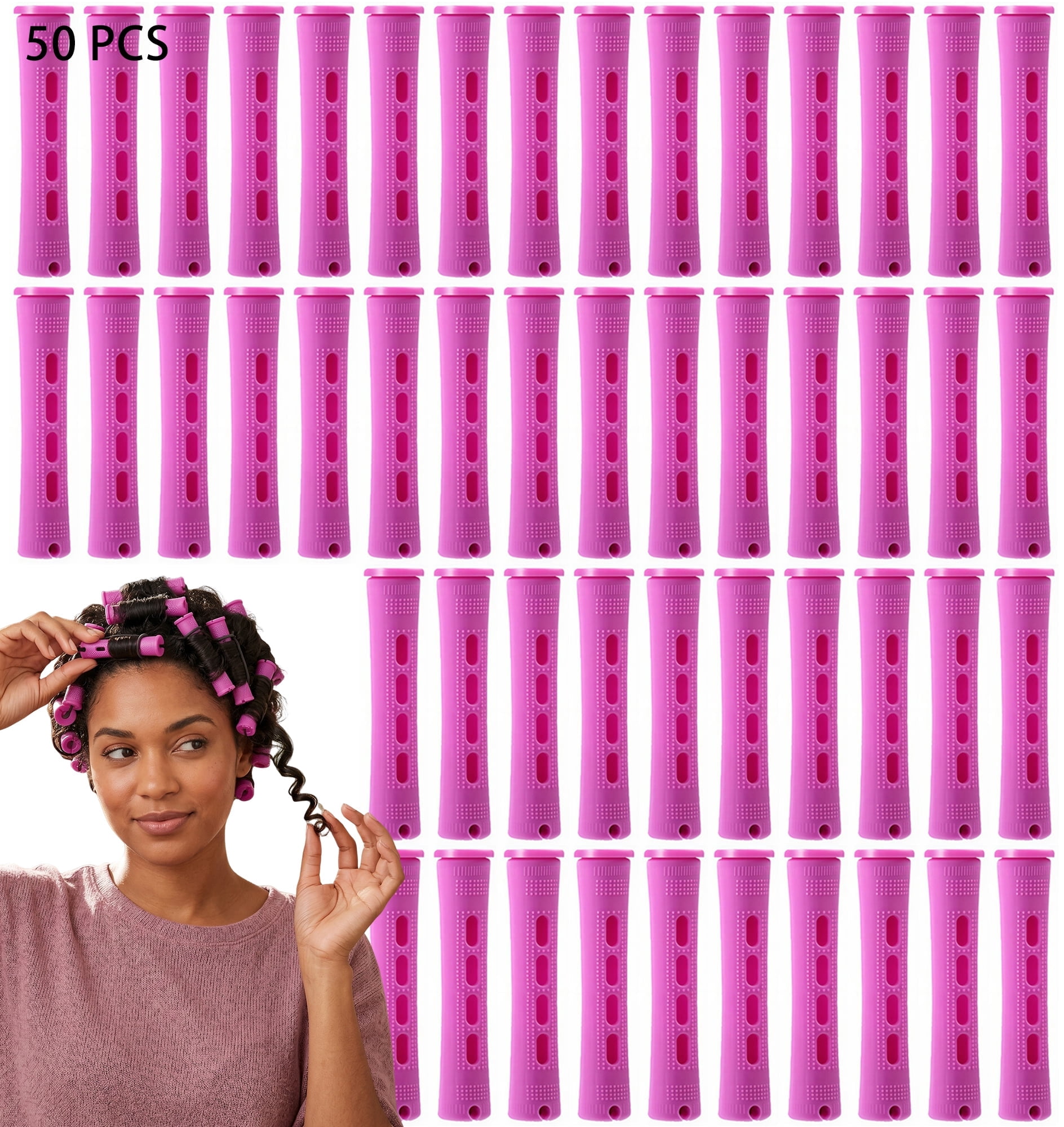 50 PCS Cold Wave Hair Rollers Perm Rods Set, DIY Curling Tools for Long ...