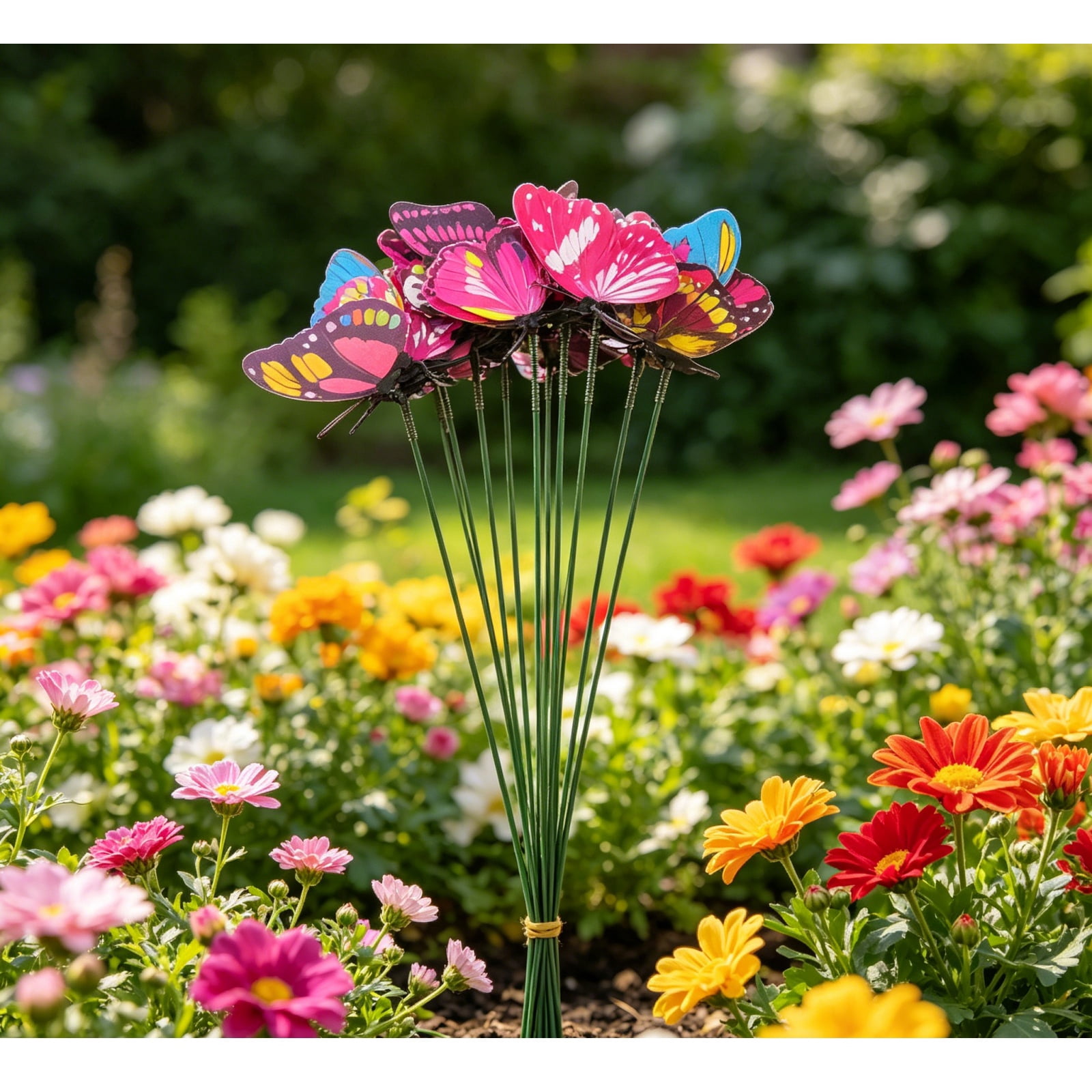50 PCS Colorful Butterfly Garden Stakes, 9.84 inch Waterproof Butterfly ...