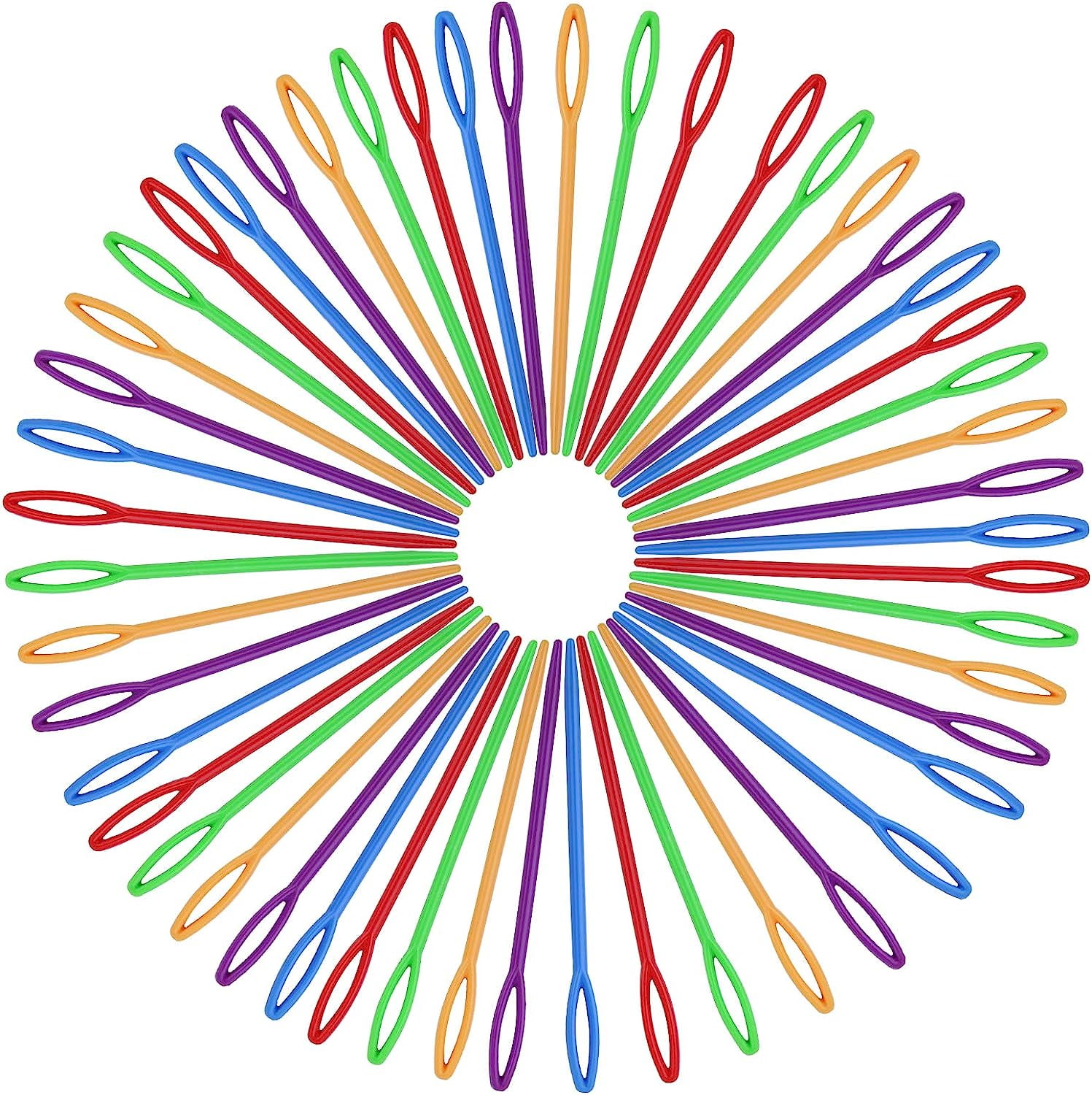 50 PCS Colorful Large Eye Plastic Sewing Needles, 3.54 Inch Yarn ...
