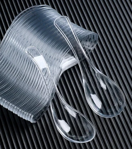 50 PCS Disposable Clear Plastic Asian Soup Spoons - Tasting & Front ...