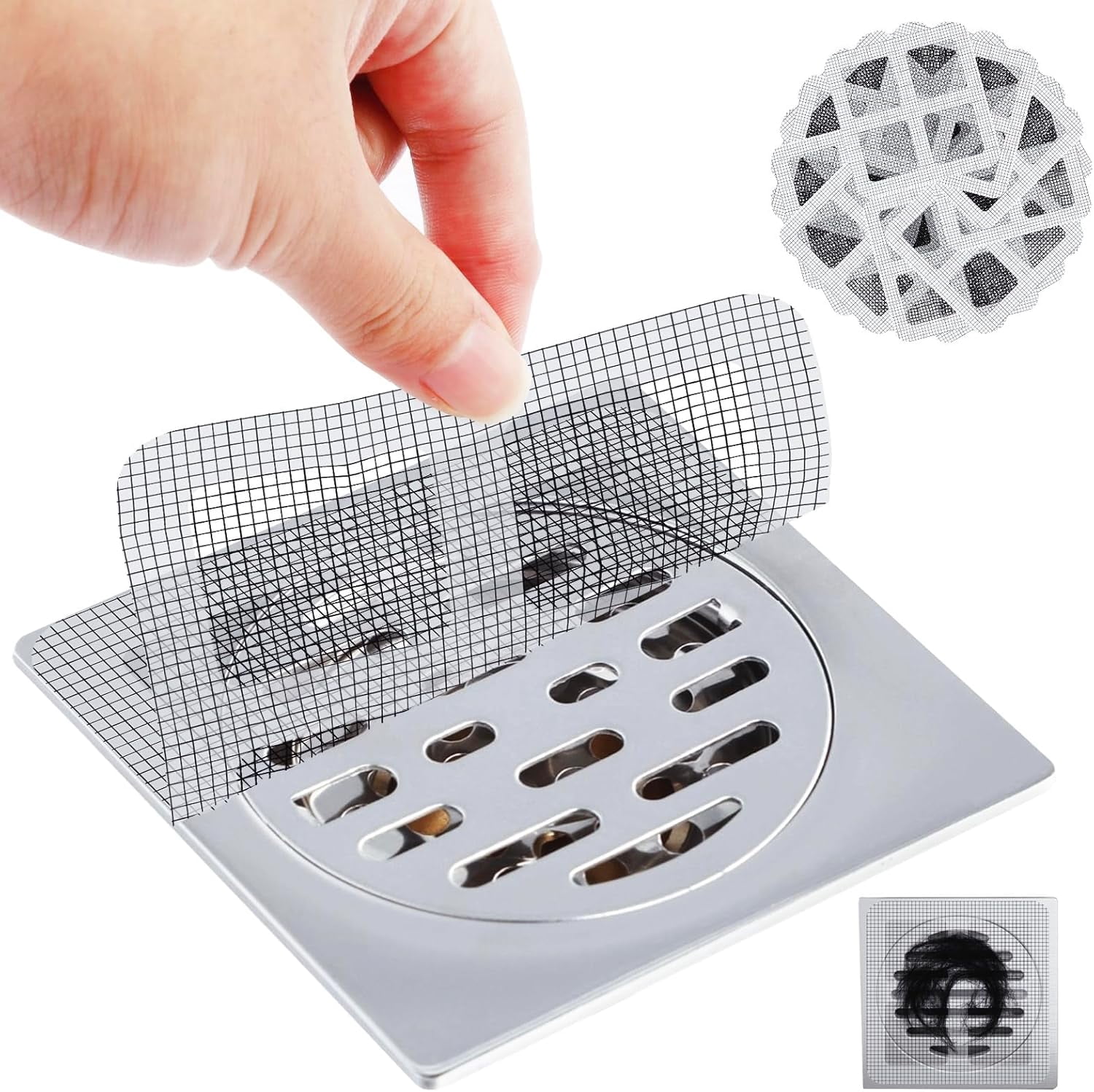 50 PCS Disposable Shower Drain Hair Catcher - 4 Inch Drain Cover Mesh ...