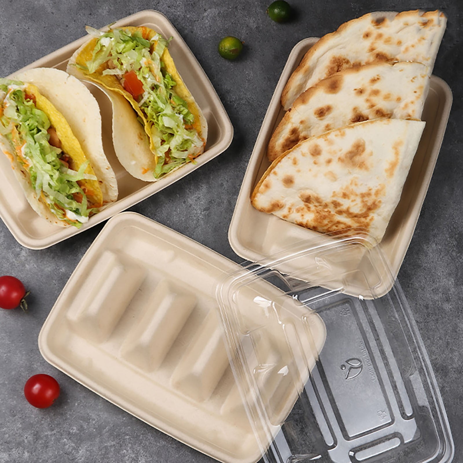 50 PCS Disposable Taco Holders for Party, Bagasse Pulp Fiber Taco ...