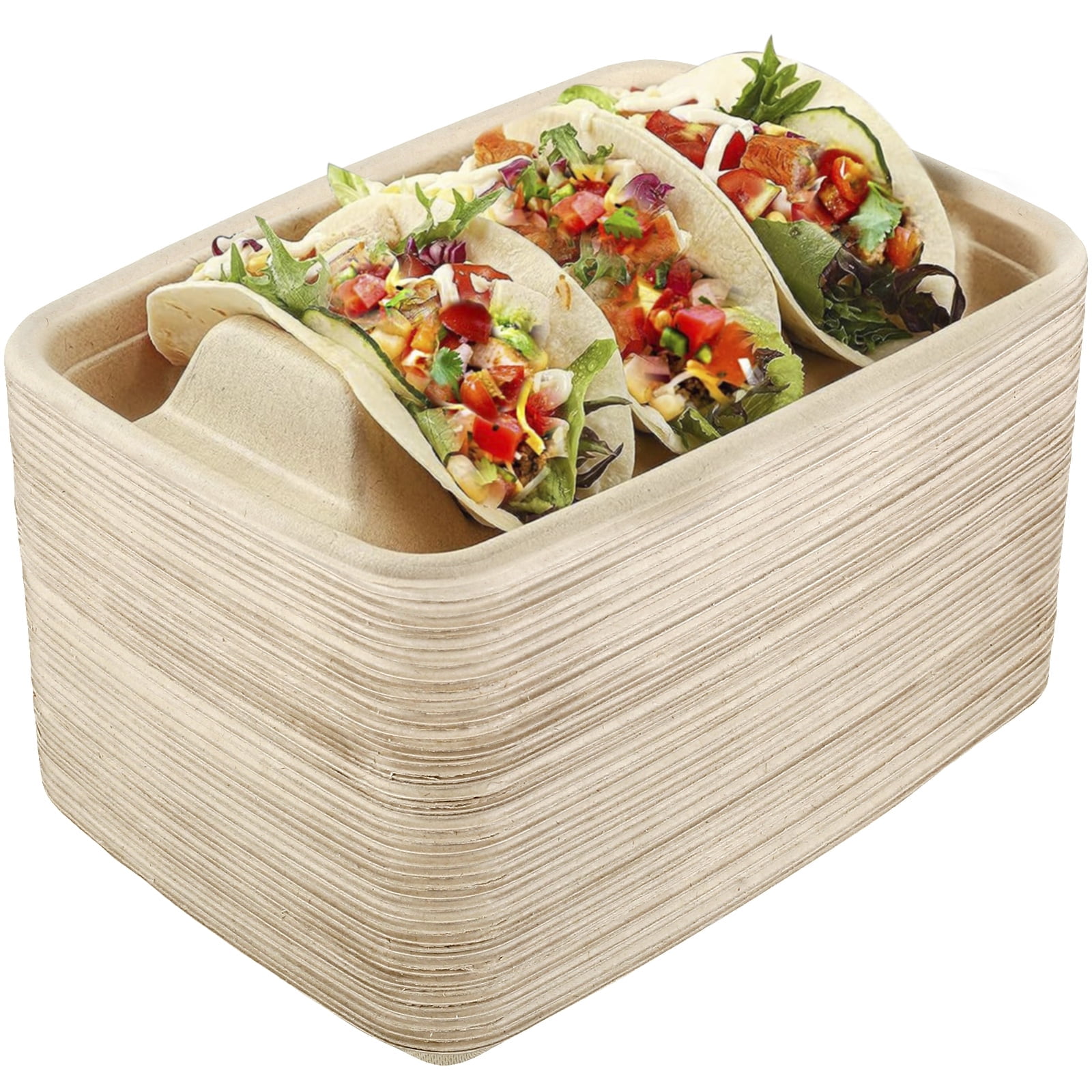 50 PCS Disposable Taco Holders for Party,Premium Paper Taco Plates with ...