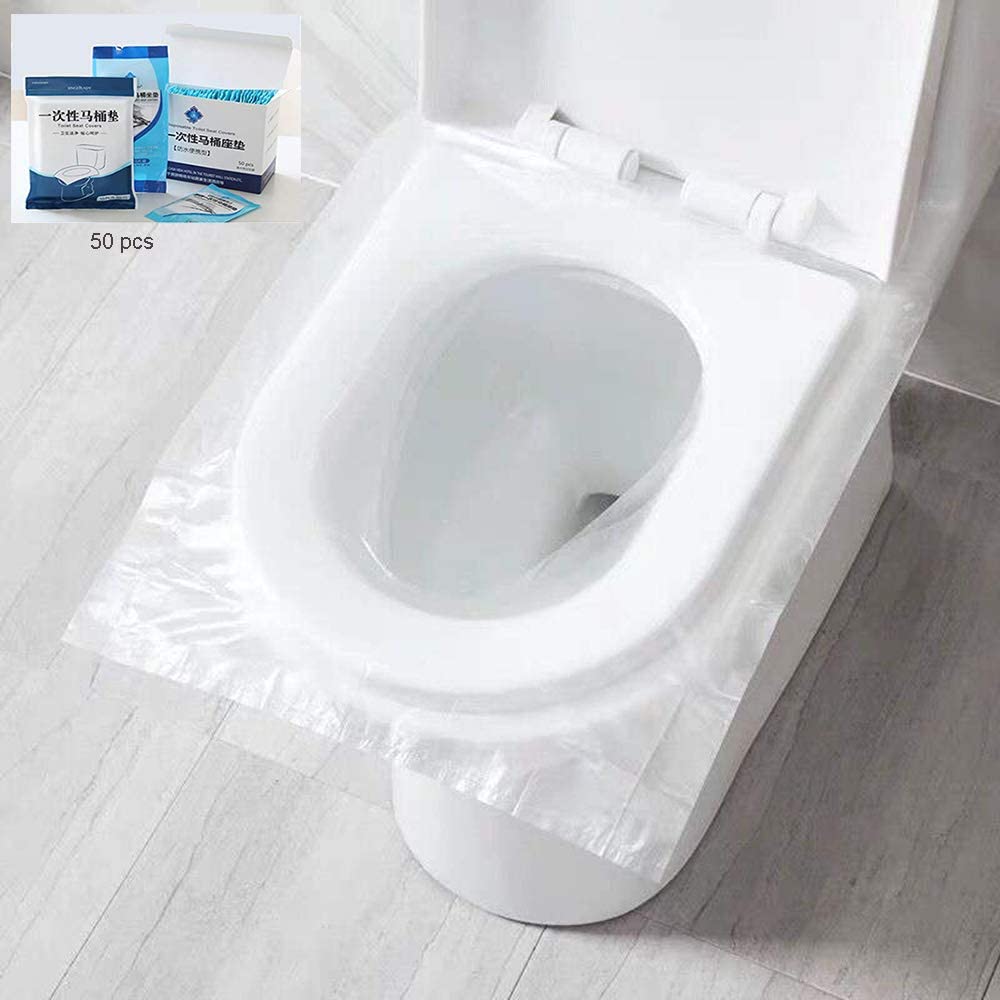 50 PCS Disposable Toilet Seat Covers, Portable Travel Toilet Mat for ...