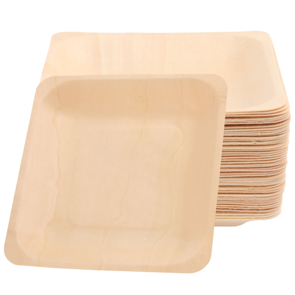 50 PCS Disposable Wooden Plate Tableware Outdoor Dishware Plates for ...
