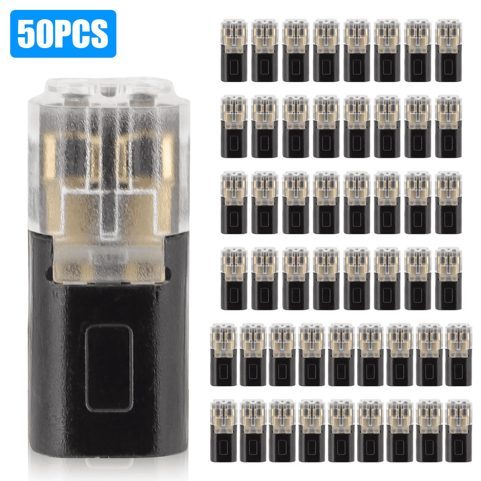 50 PCS Double-Wire Plug-in Cable Snap Connector Terminal Block w ...