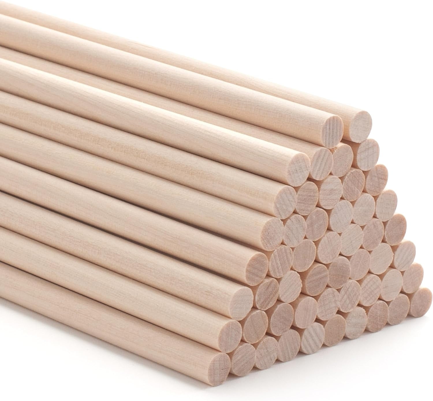 50 PCS Dowel Rods Wood Sticks Wooden Dowel Rods 1/4 X 6 Inch Wooden ...