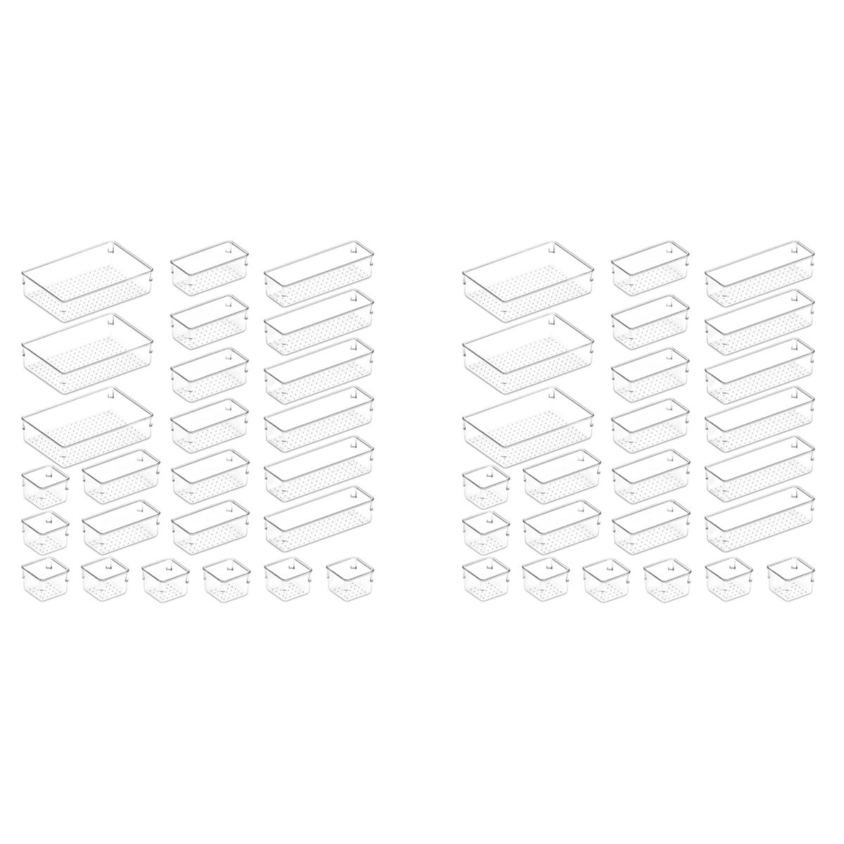 50 PCS Drawer Organizer Set Clear Plastic Desk Drawer Dividers Trays ...
