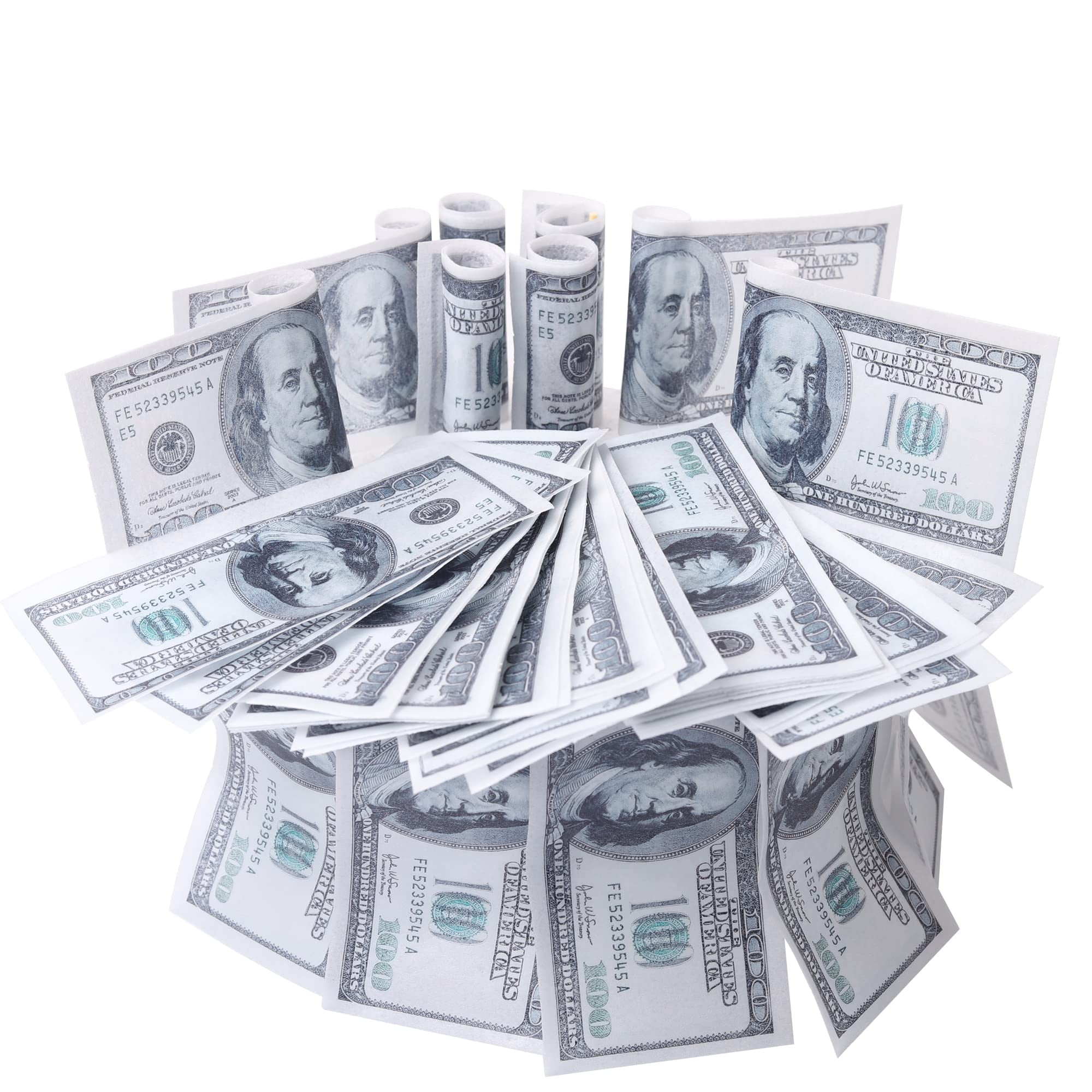 50 PCS Edible 100 DEF29 Dollar Bill Image Cupcake Toppers Made of Wafer ...