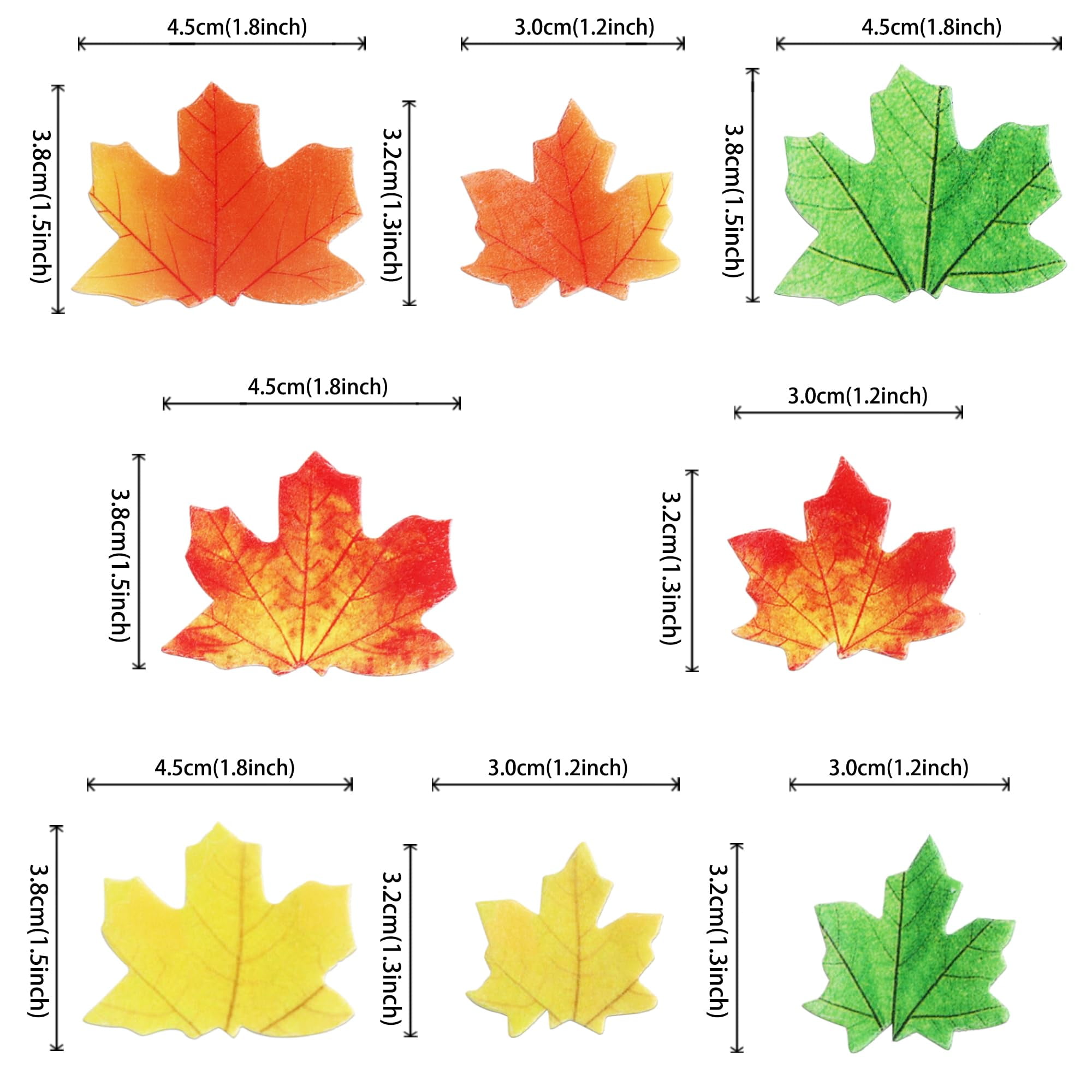 50 PCS Edible SCH4 Fall Leaves Cupcake Toppers Wafer Maple Leaves Cake ...