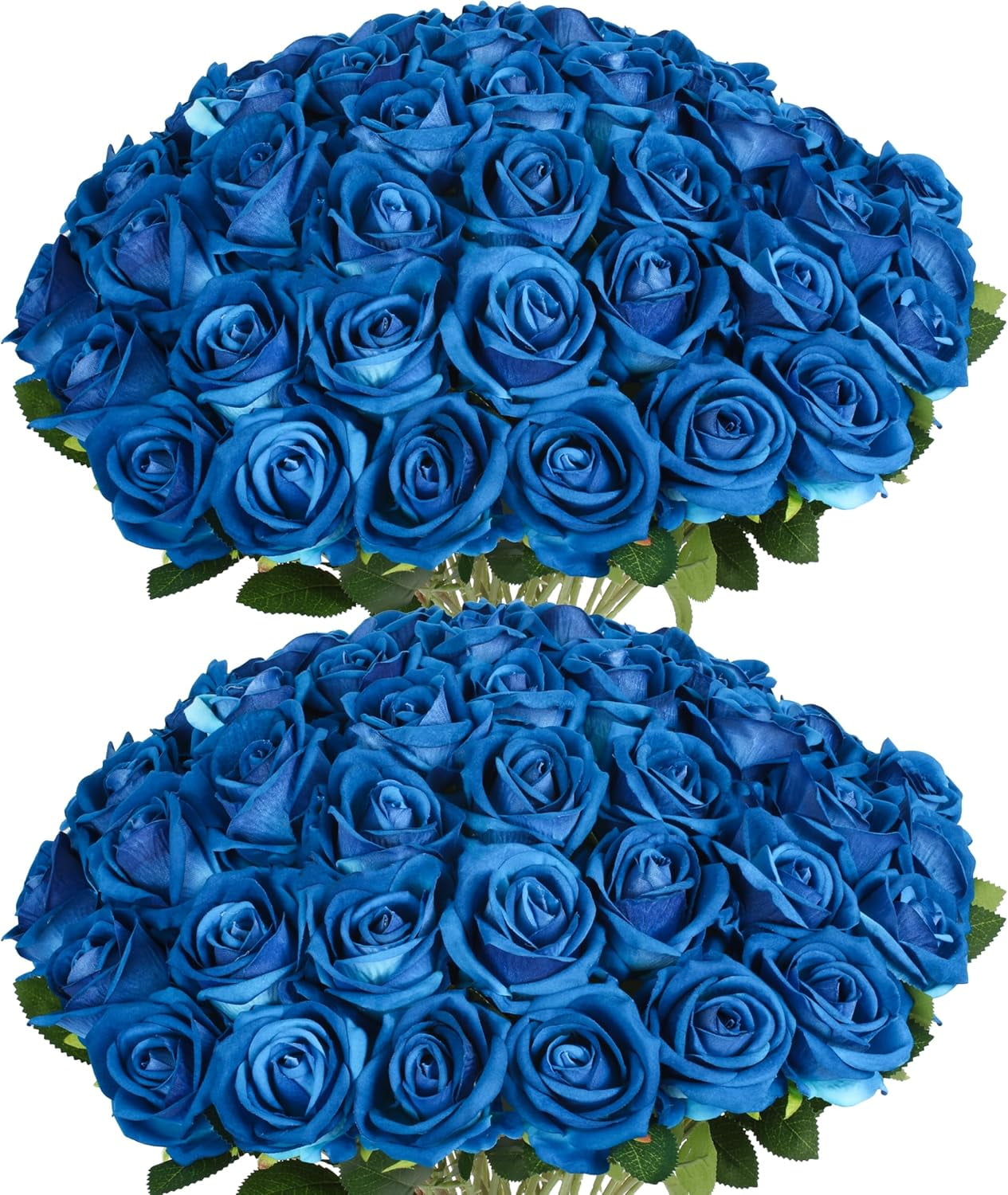 50 PCS Fake Blue Roses, Artificial Blue Flowers Realistic Silk Faux ...