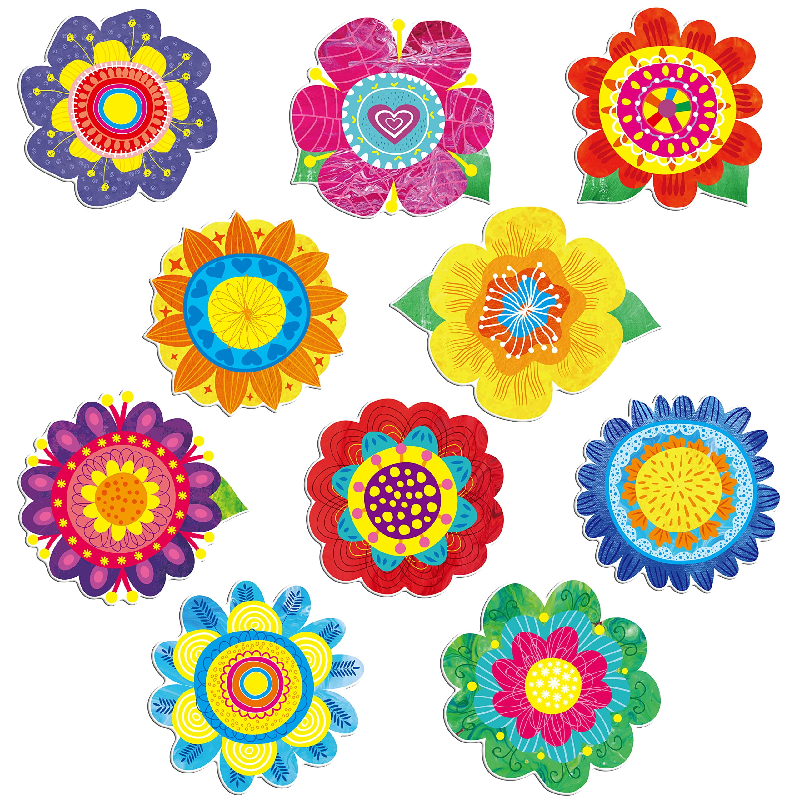 50 PCS Flower Cutouts, Colorful Springtime Blossom Cut-Outs Versatile ...