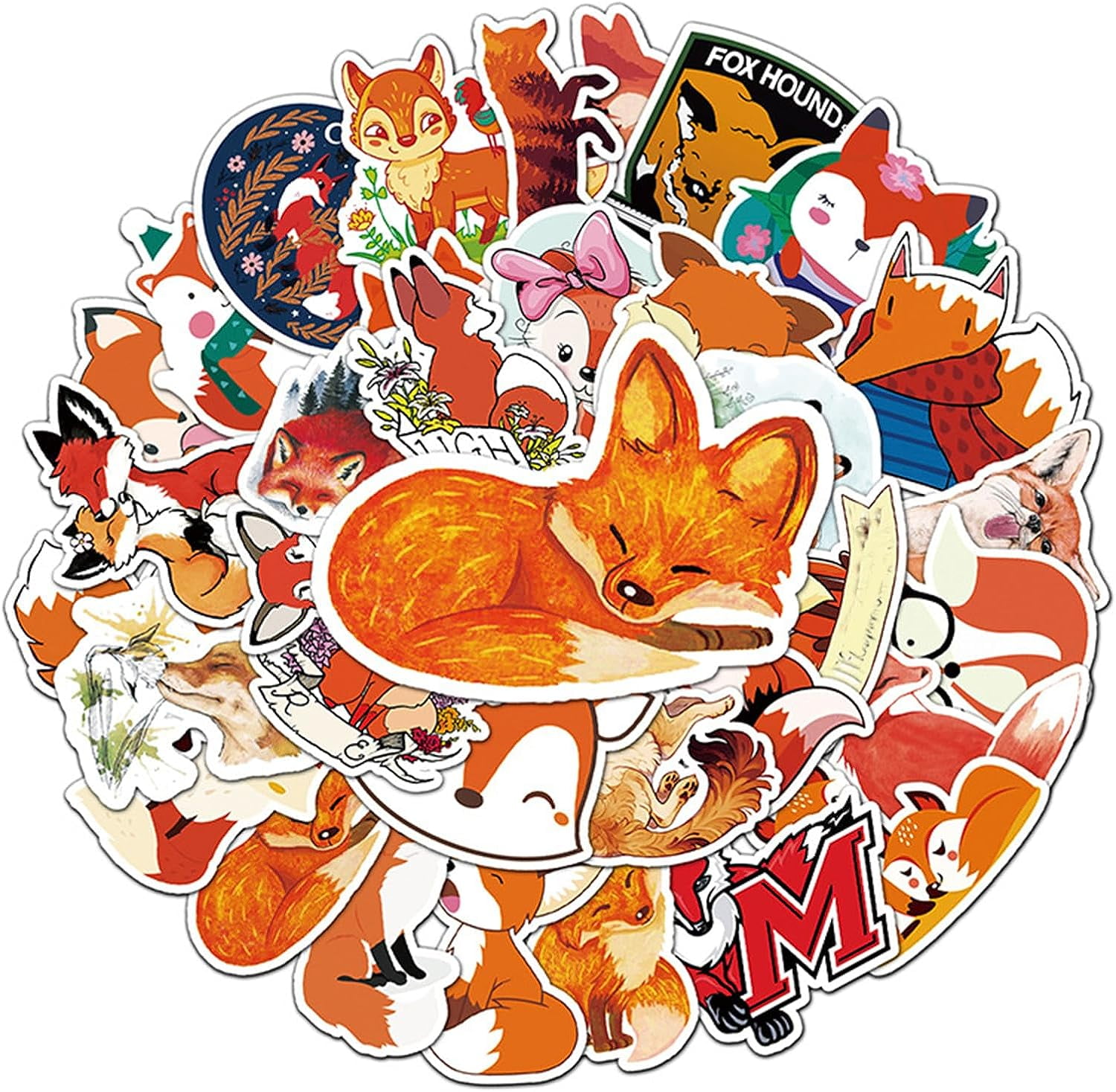 50 PCS Fox Stickers Vinyl Waterproof Foxes Stickers for Water Bottles ...
