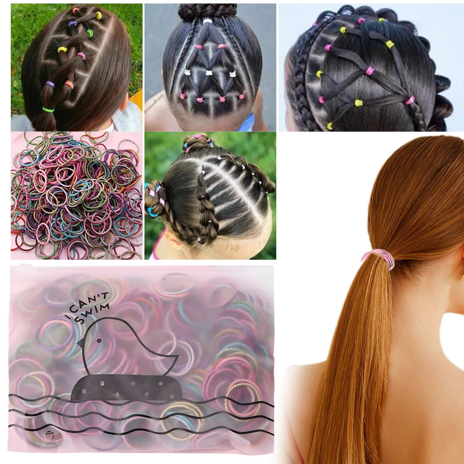 50 PCS Girls No Damage Hairband Elastic Hair Ties Tiny Ponytail Holder ...