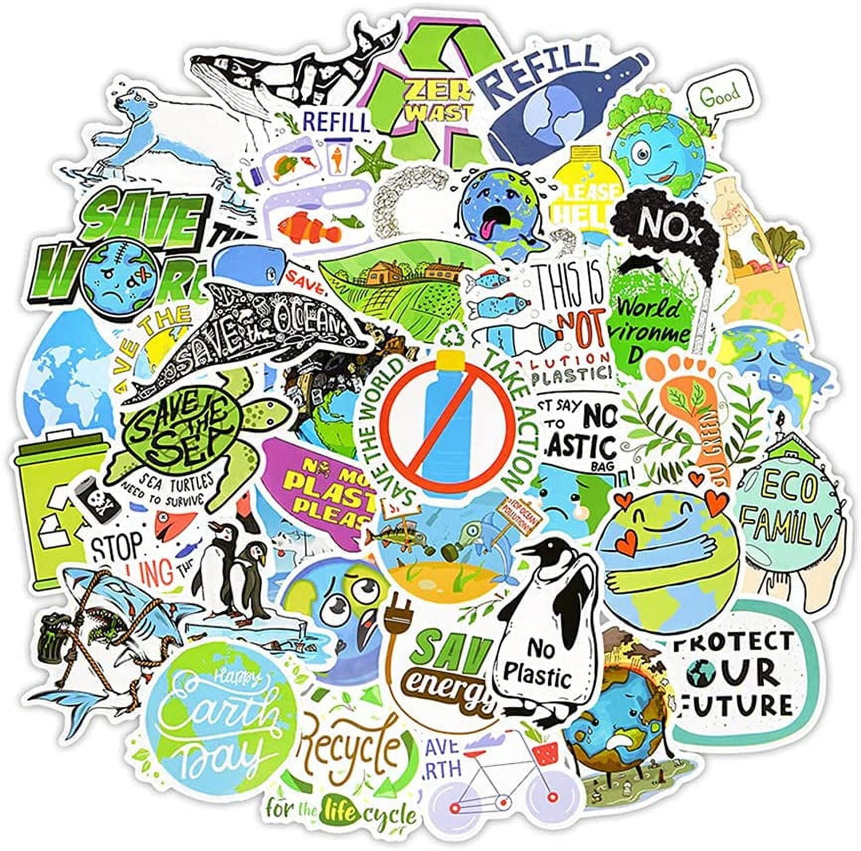 50 PCS Global Warming Stickers,Aesthetic Gift World Environmental Day ...