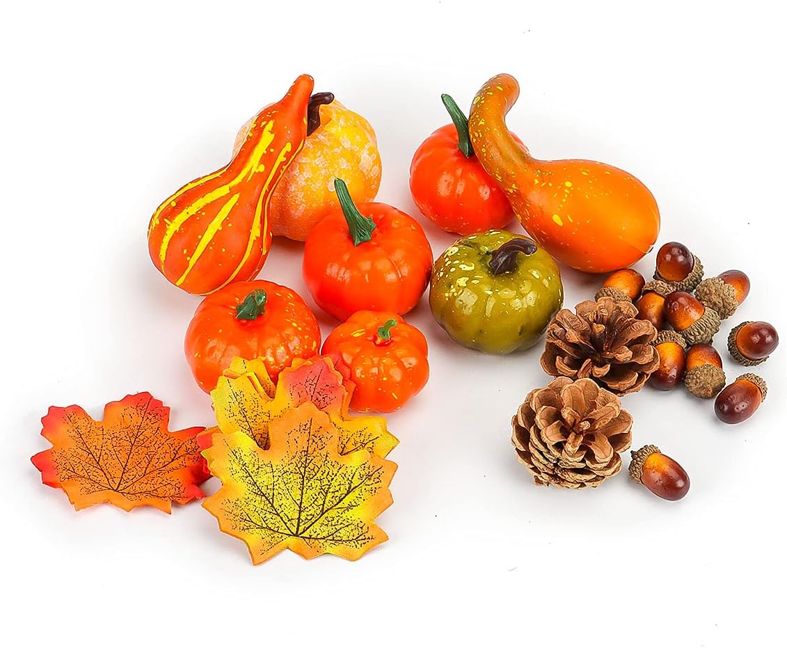 50 PCS Halloween Artificial Pumpkins Artificial Vegetables Fake ...