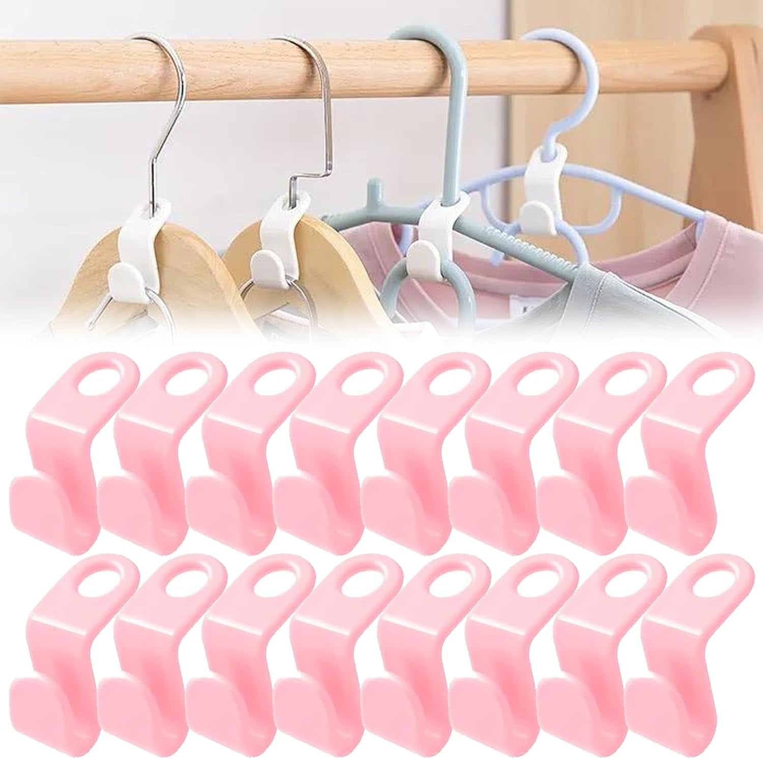 50 PCS Hanger Connector Hooks, Space Saving Hangers, Closet Hanging ...