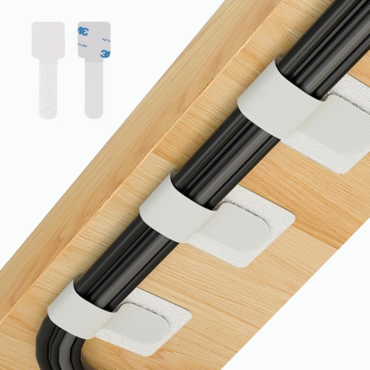 50 PCS Hook and Loop Cable Ties, Under Desk Cable Management, Self ...