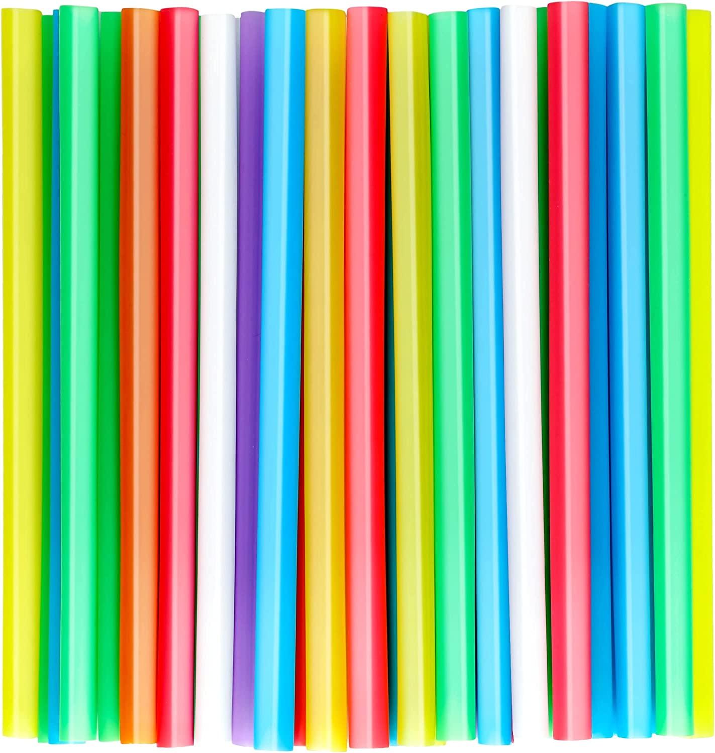 50 PCS Jumbo Smoothie Straws, Colorful Disposable Plastic Milkshake ...