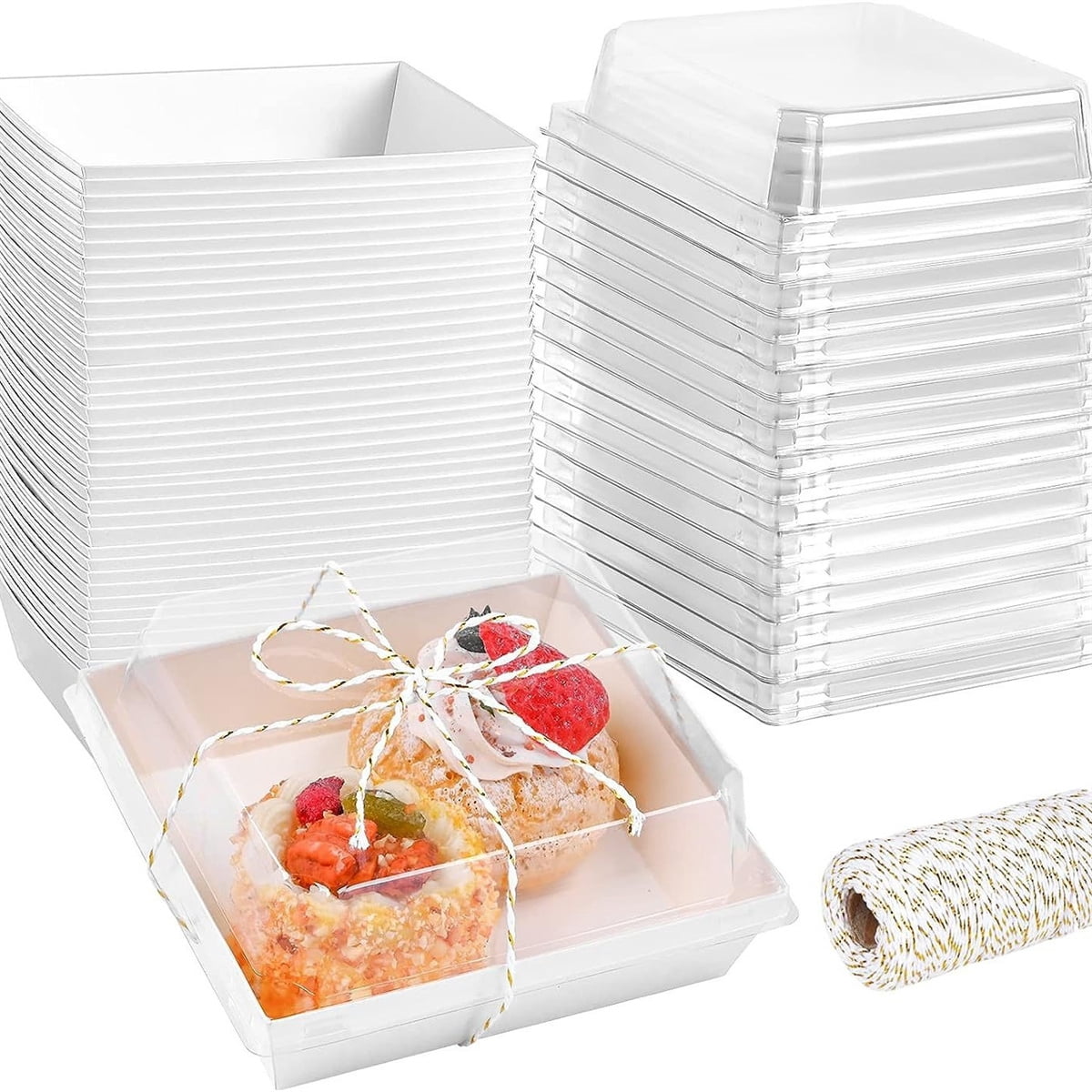 50 PCS Kraft Paper Mini Charcuterie Box,4 Inch Dessert Box for Cake ...