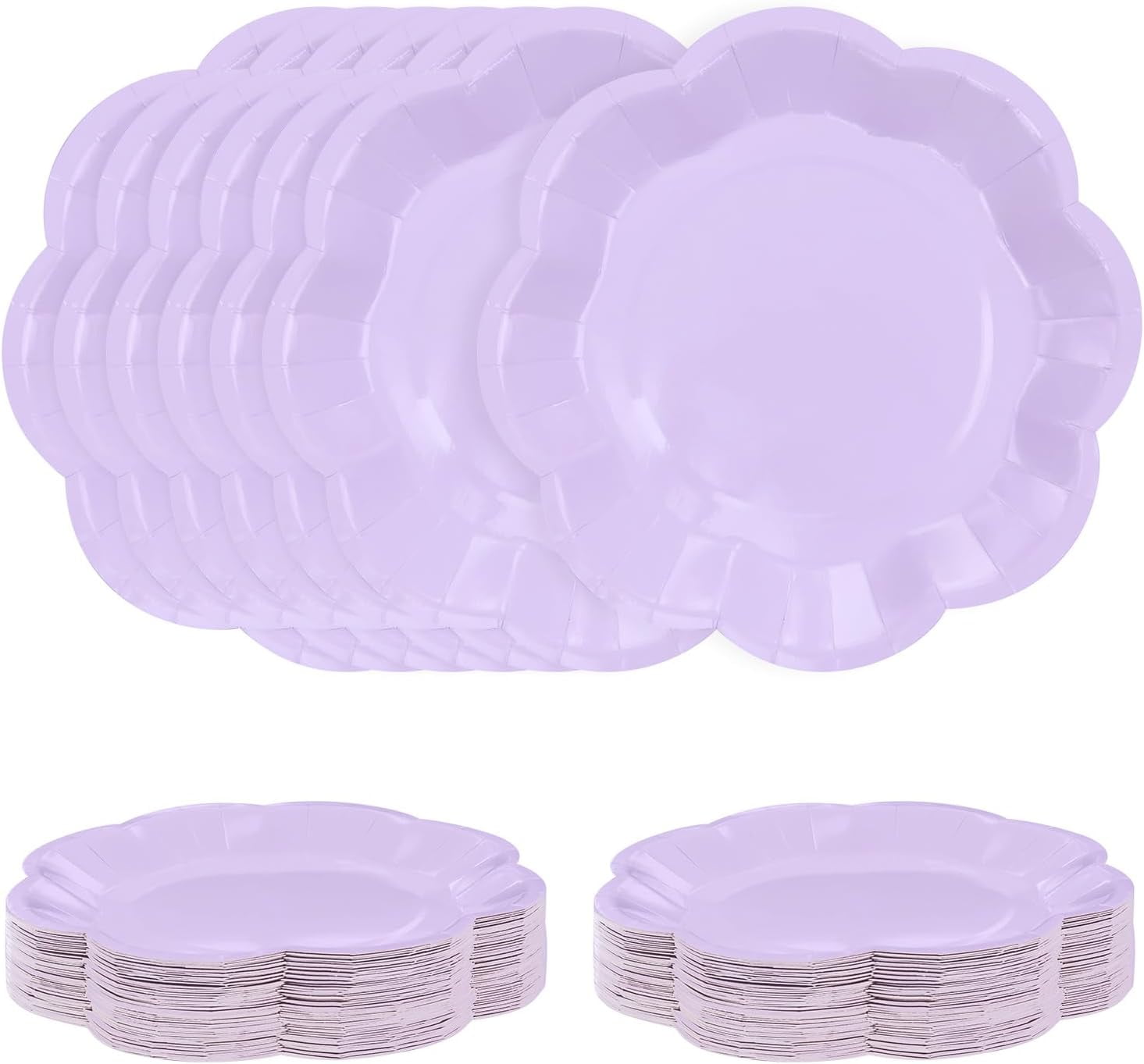 50 PCS Light purple Paper Plates 9 Inch Scalloped Dessert Plates ...
