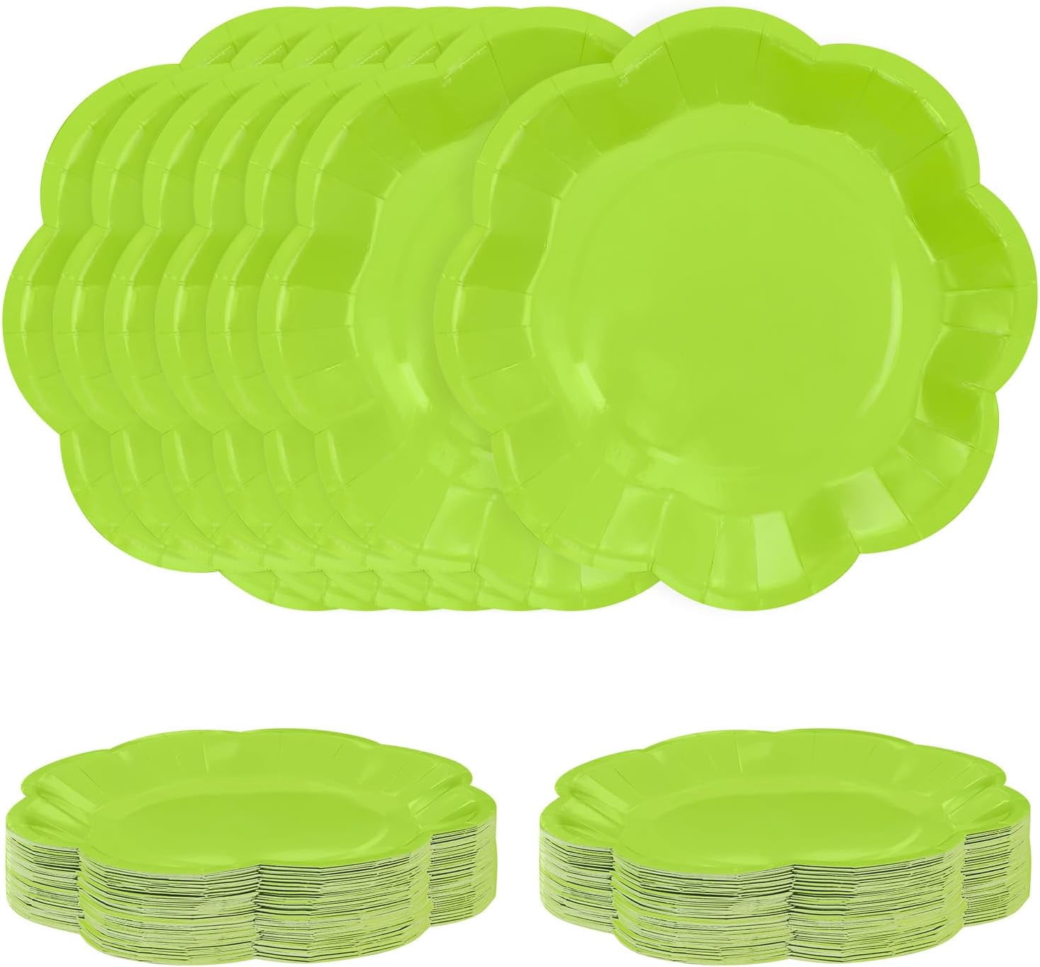 50 PCS Lime Green Paper Plates 9 Inch Scalloped Dessert Plates Lime ...
