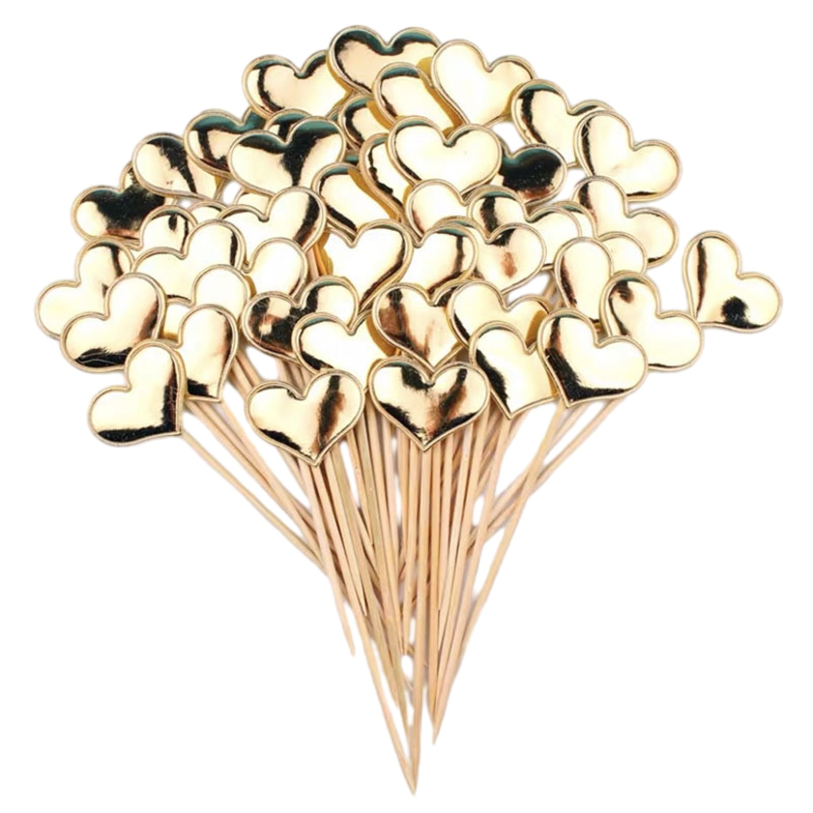50 PCS Love Heart Wooden Cocktail Picks, 4.7 Inch Long Decorative ...