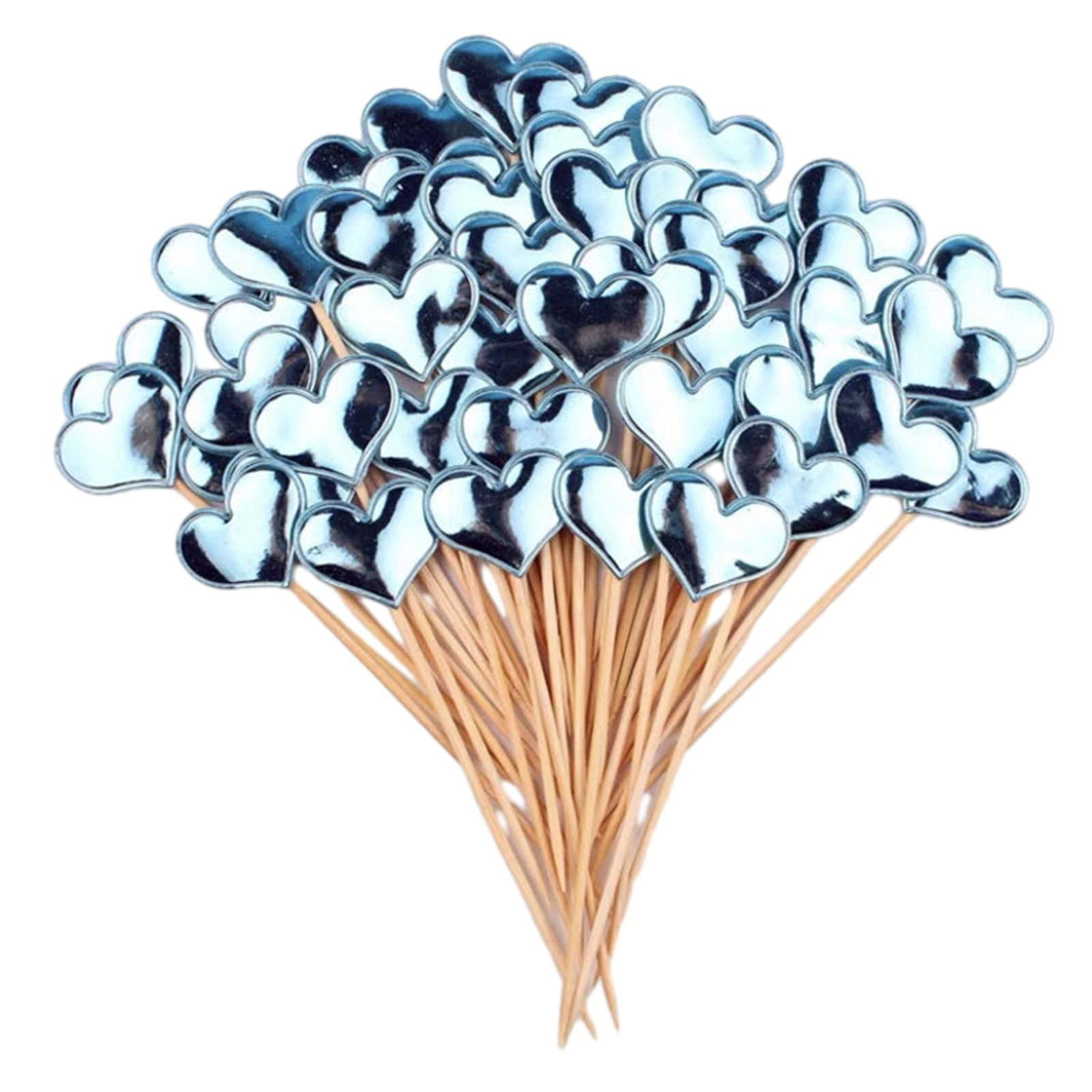 50 PCS Love Heart Wooden Cocktail Picks, 4.7 Inch Long Decorative ...