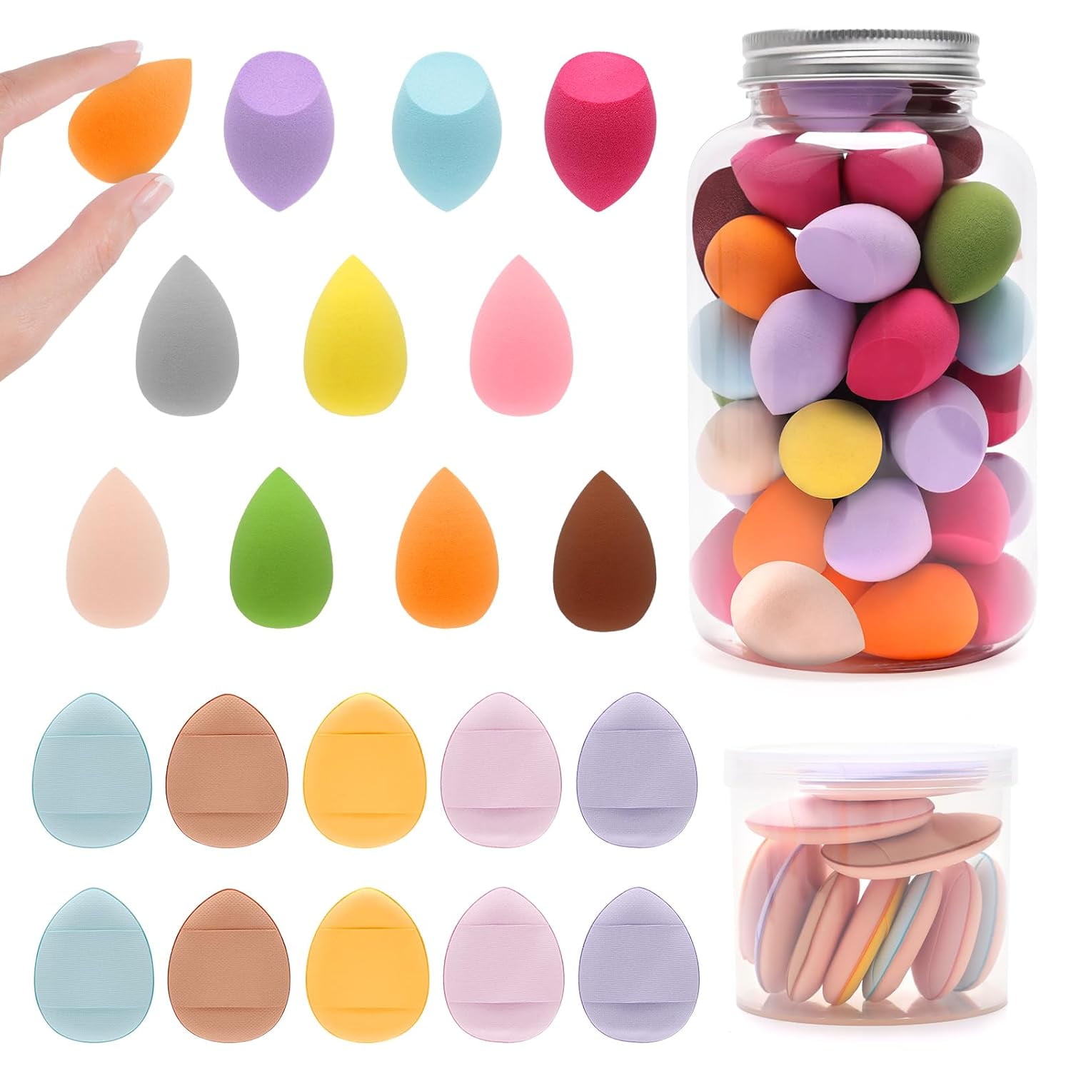 50 PCS Mini Makeup Sponge Set, 40Pcs Mini Beauty Blender + 10 Pcs ...