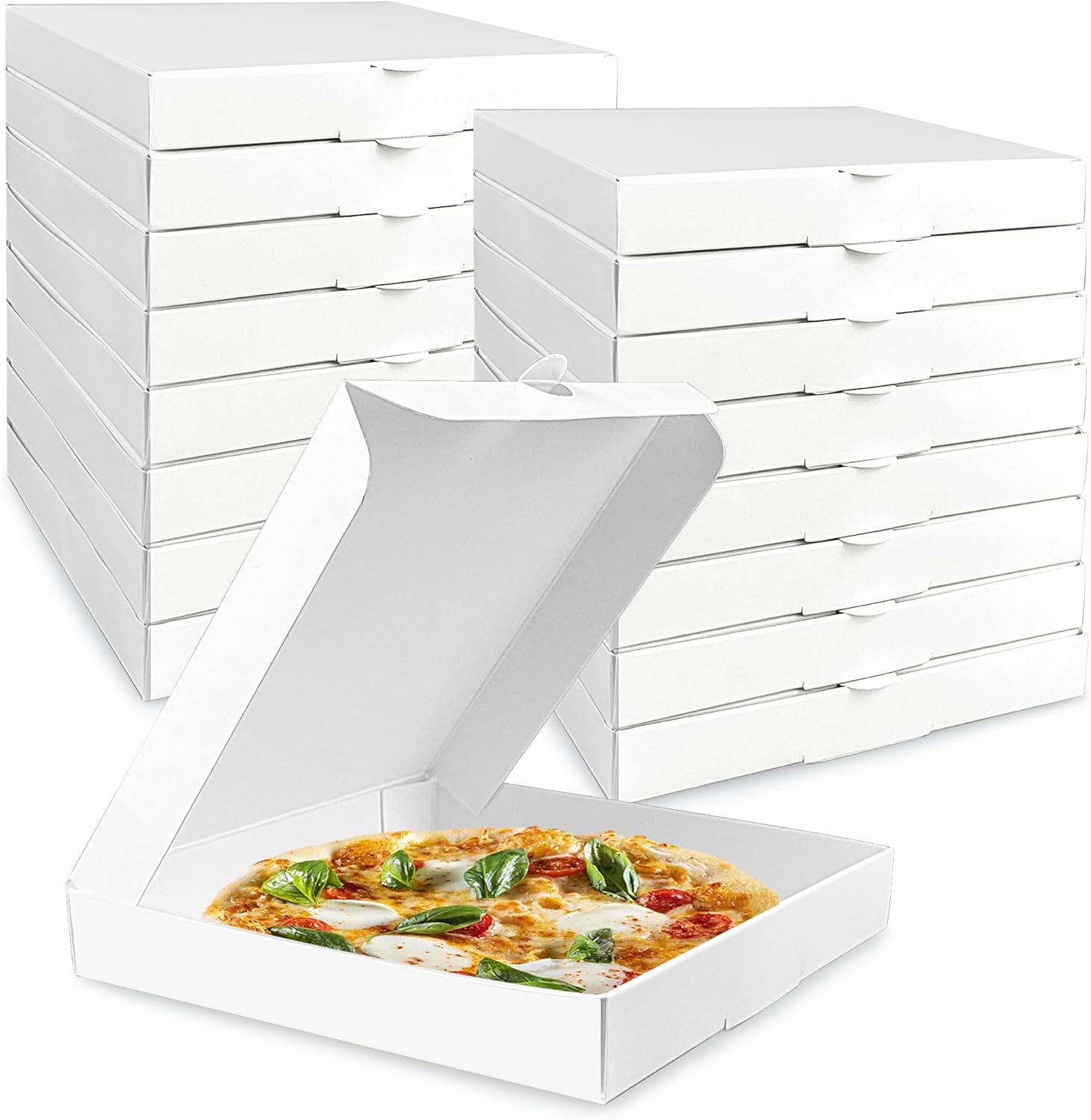 50 PCS Mini Pizza Boxes 5.1x5.1x0.78 Inch White Pizza Box For Homemade ...