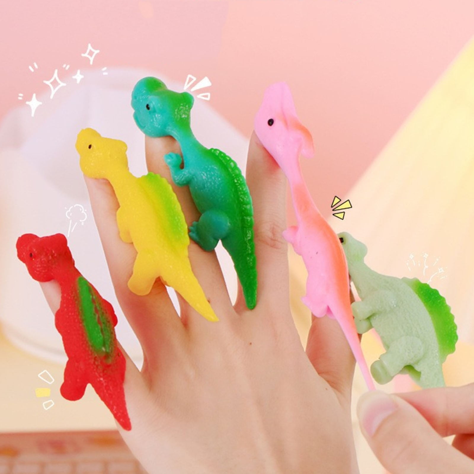 50 PCS Mini Rubber Flying Dinosaur Toys for Kids, Slingshots Dinosaur ...