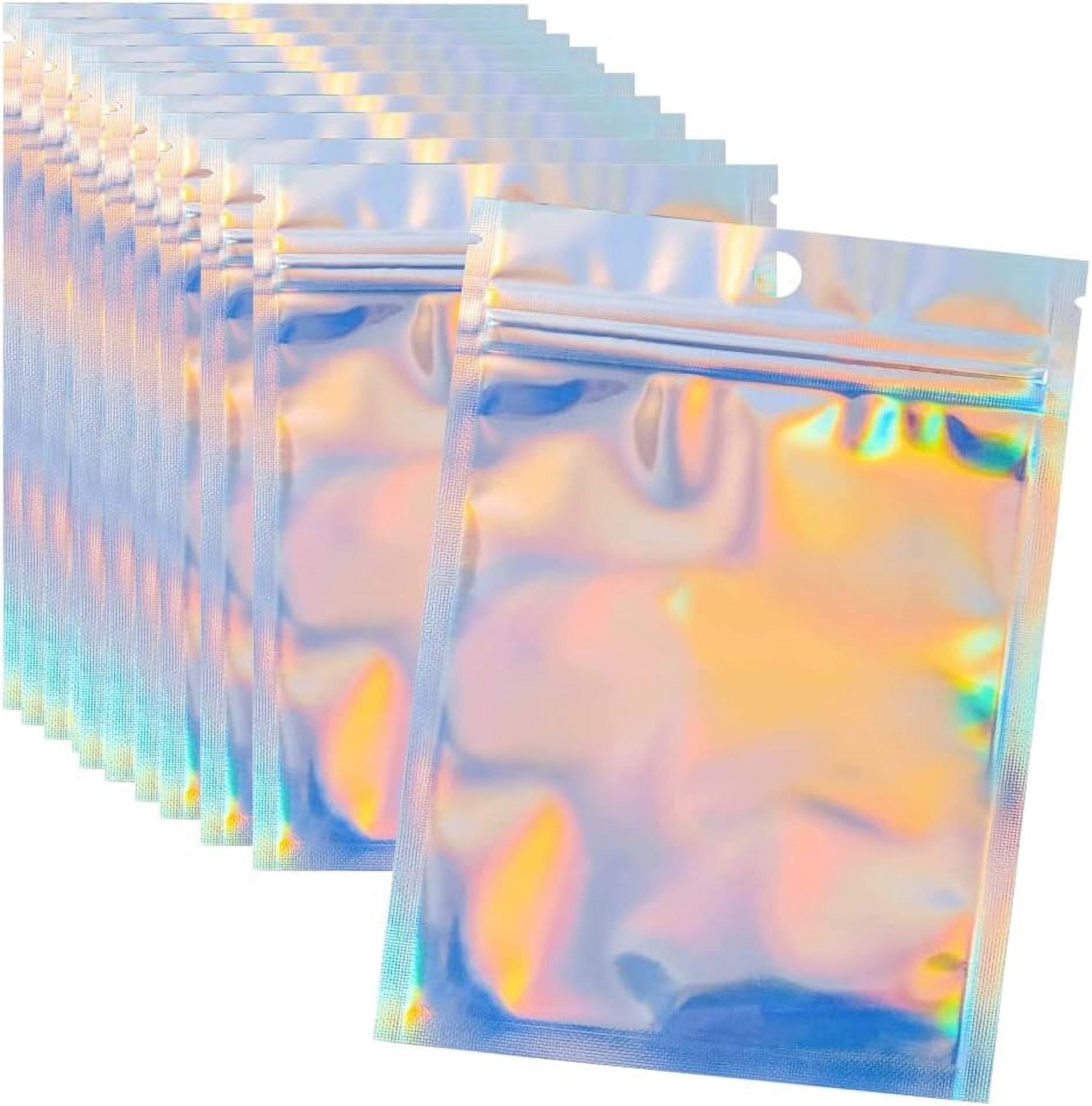 50 PCS Mylar Bags, 6x10cm Resealable Foil Ziplock Bags Holographic Bags ...