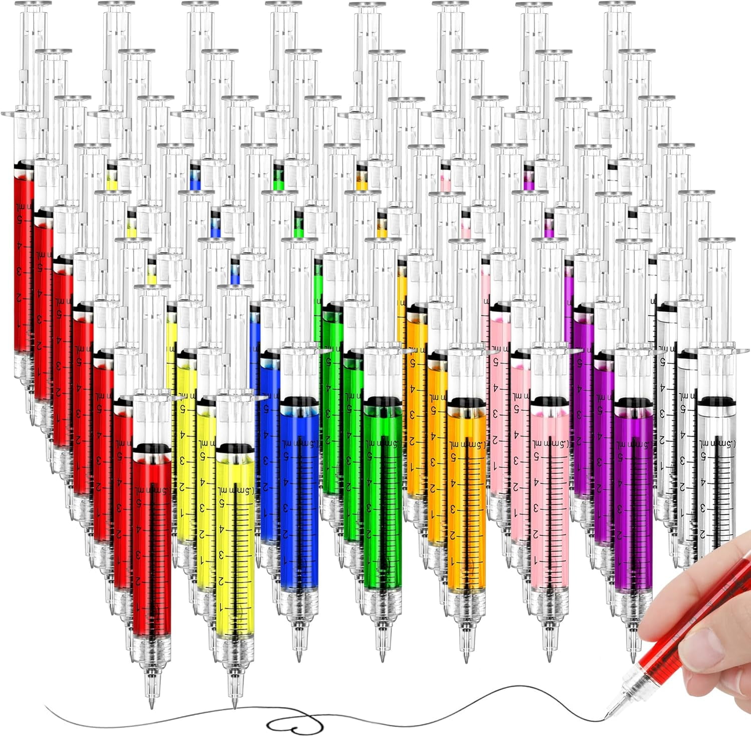 50 PCS Nursing Pens, Retractable Syringe Pens for Nurses, Multi-Color ...