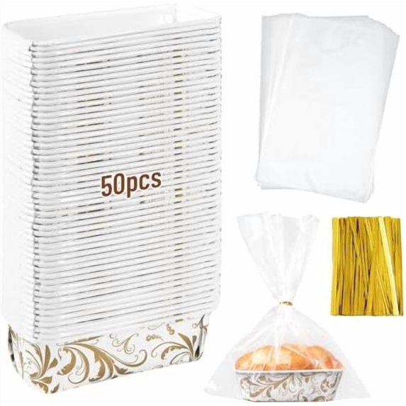 50 PCS Paper Loaf Pans for Baking, 6.3 x 2.2 x 2.2 Inch Disposable ...