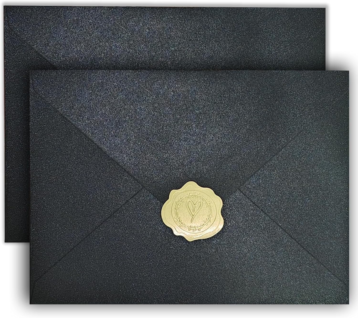 50 PCS Pearl Black Envelopes A7,5 x 7 Black Shimmer Envelopes for ...