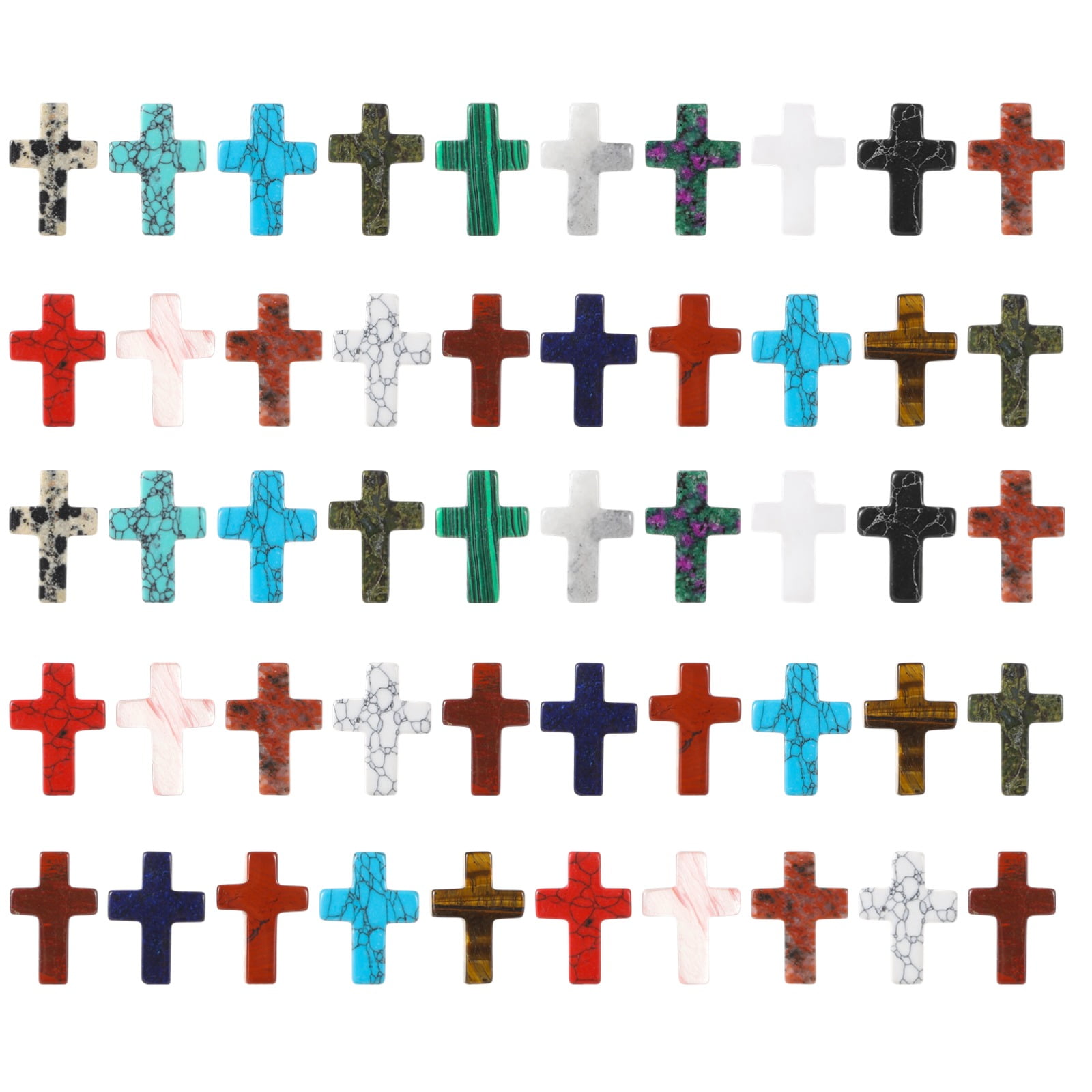 50 PCS Pocket Crosses Bulk Set, Natural Stone Mini Cross Charms for DIY ...