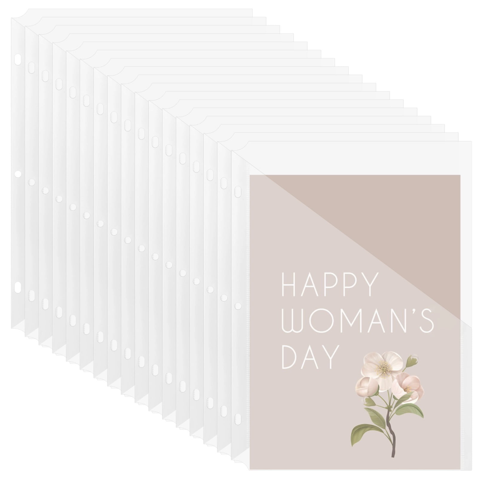 50 PCS Punch Binder Folders, 3 Ring Binder Plastic Sleeves, Clear Poly ...