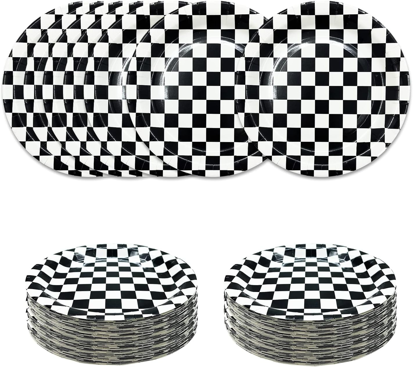 PHYSUN-50 PCS Race Car Dessert Plates 7 Inch Black and White Checkered ...