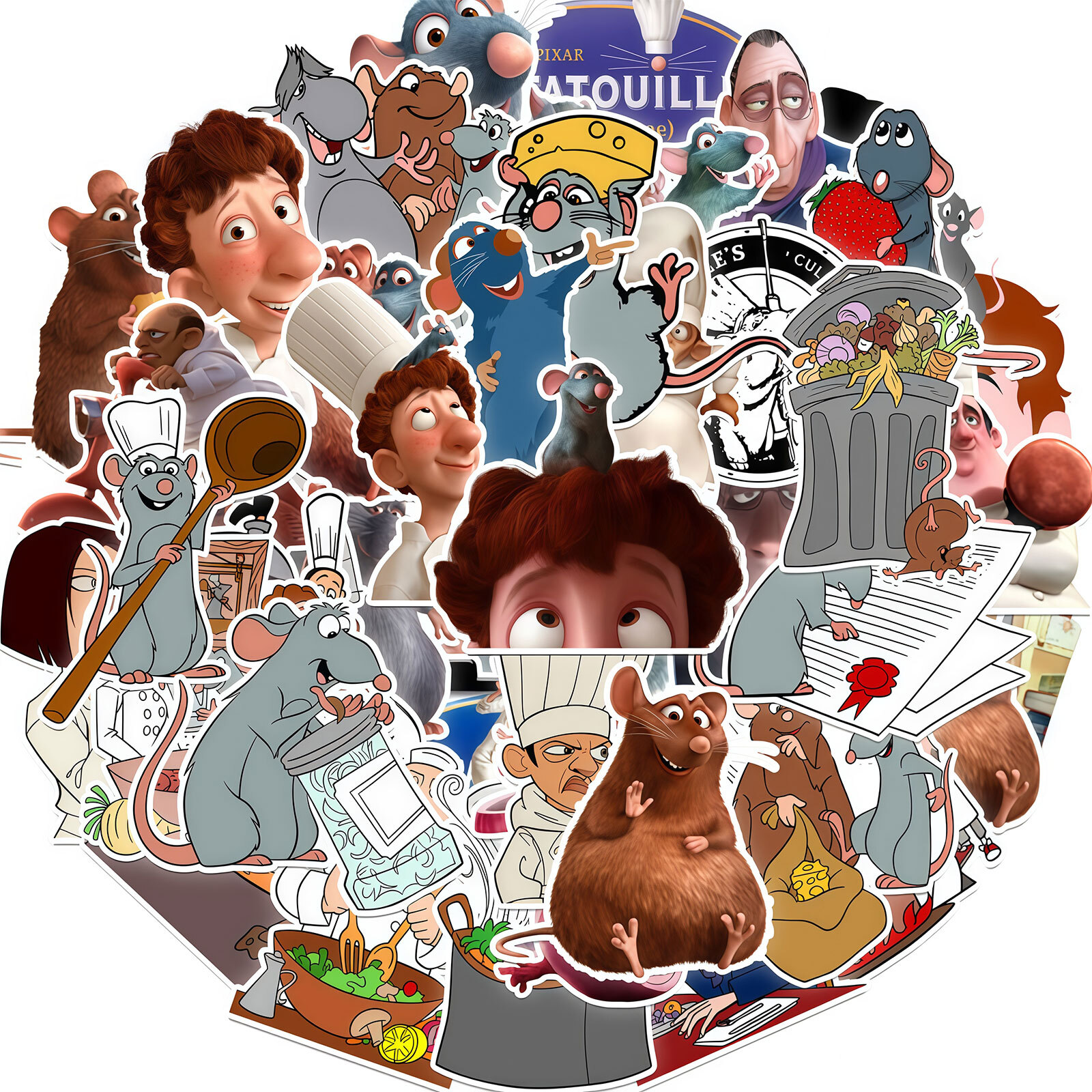 50 PCS For Ratatouille Cartoon Theme Water Bottle Stickers for Teens,Waterproof Vinyl Holiday ...