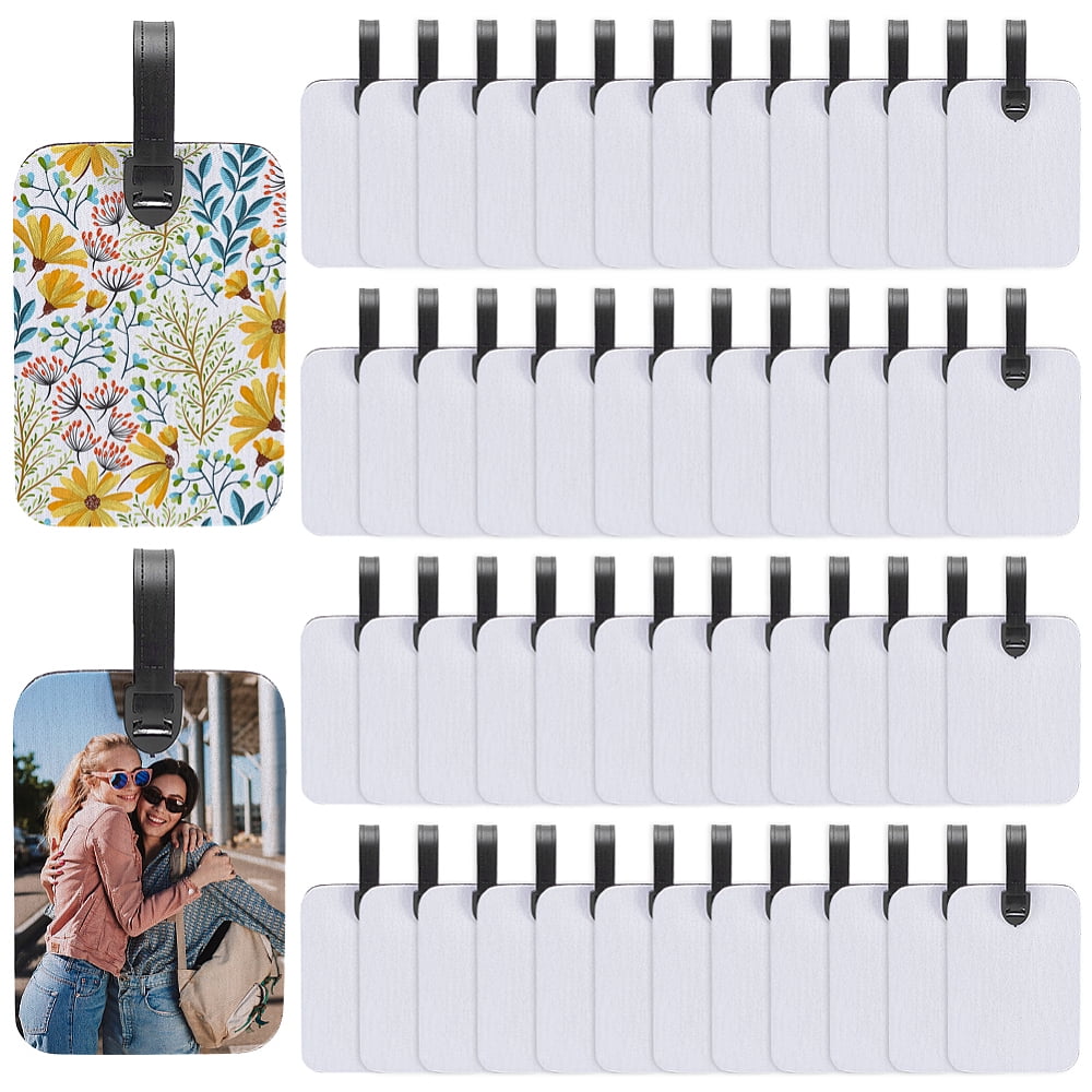 50 PCS Rectangle Sublimation Luggage Tag 4x2.83 Inch White Chloroprene ...