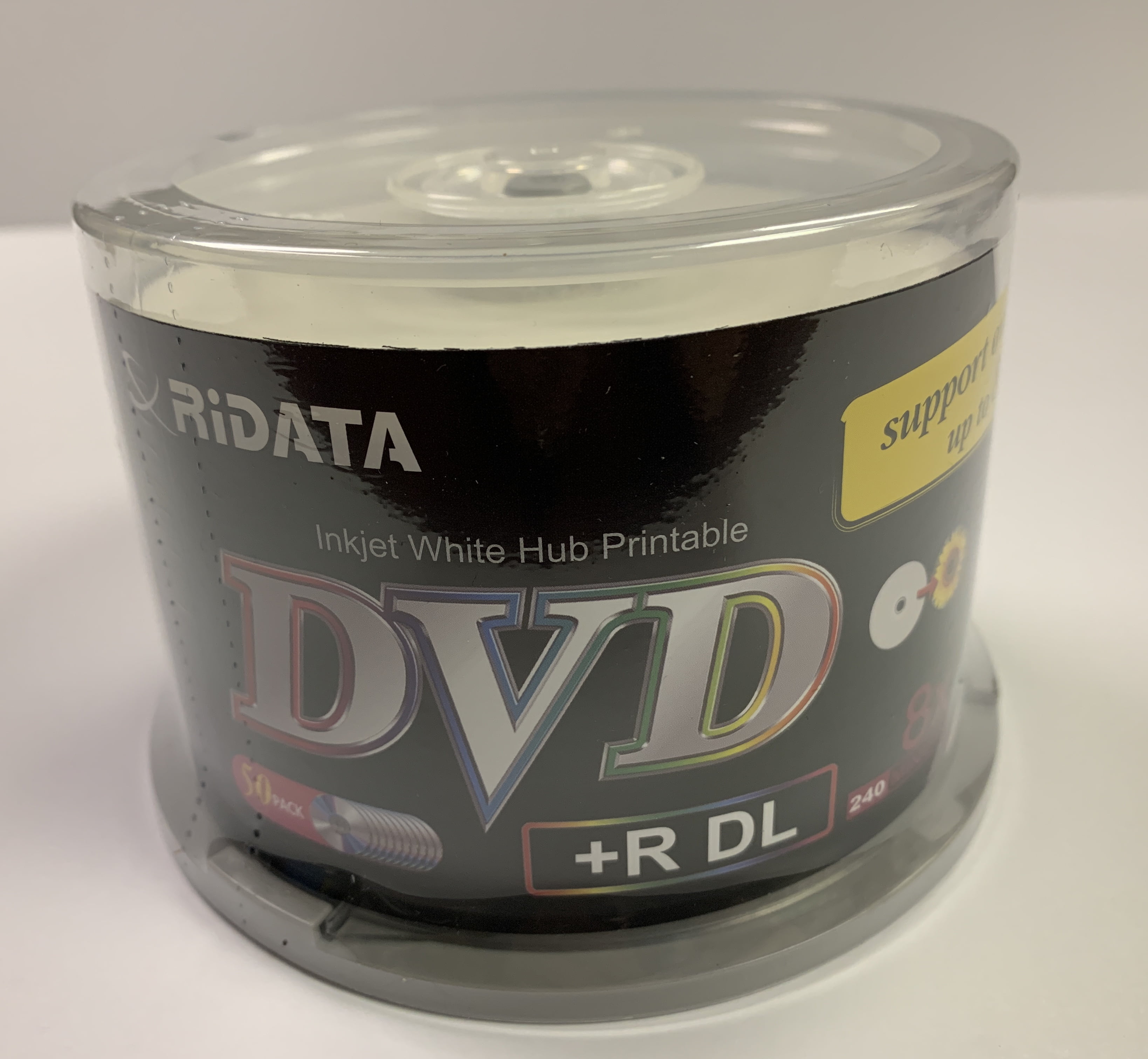 50 PCS RiDATA Inkjet White Hub Printable Dual Layer DVD Plus R, DVD+R ...