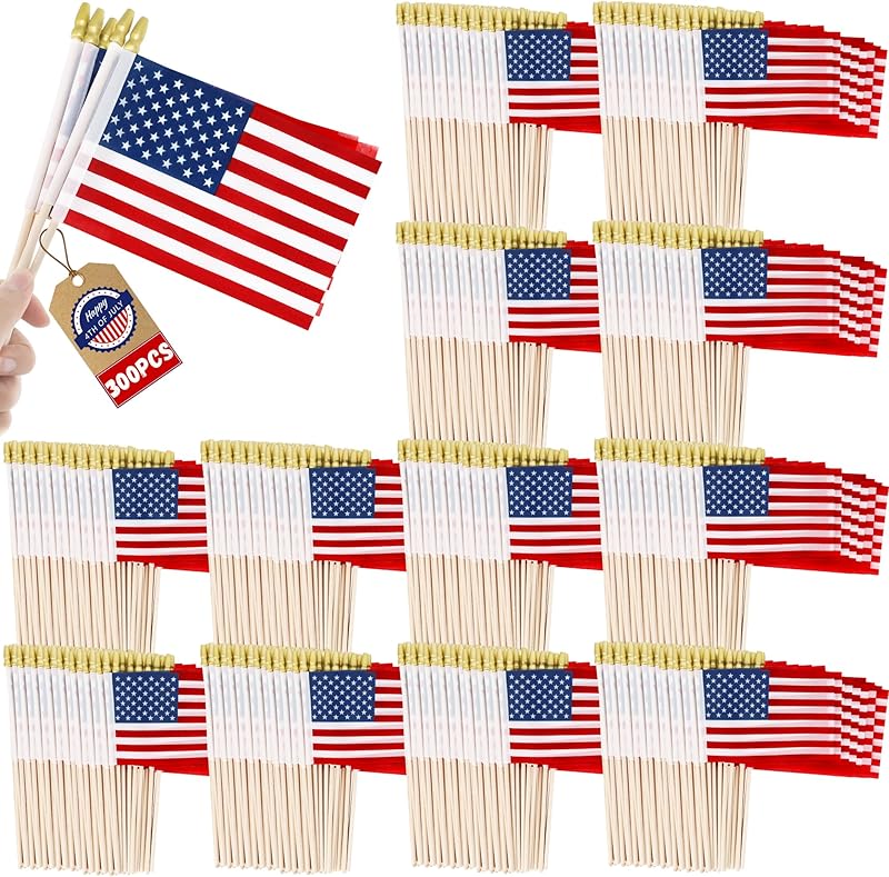 50 PCS Small American Flags on Stick, 4 x 6 Inches 4th of July ...