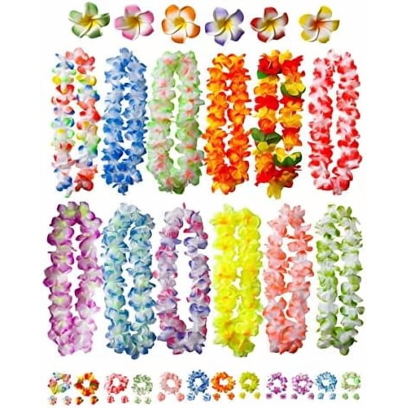 50 PCS Soft Hawaiian Leis Luau Party Decorations Tropical Favors Lei ...