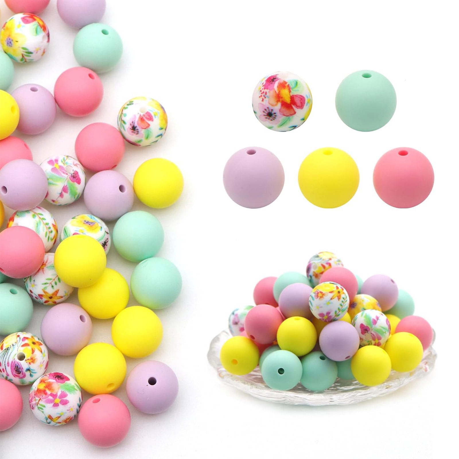 50 PCS Spacer Beads Colorful Bracelets Beads Silicone Jewelry Making ...
