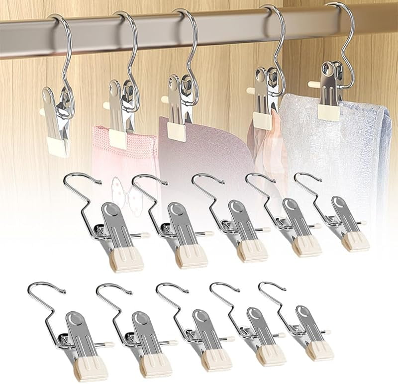 50 PCS Stainless Steel Laundry Hanging Hooks Clips, Anti-Rust Clip ...