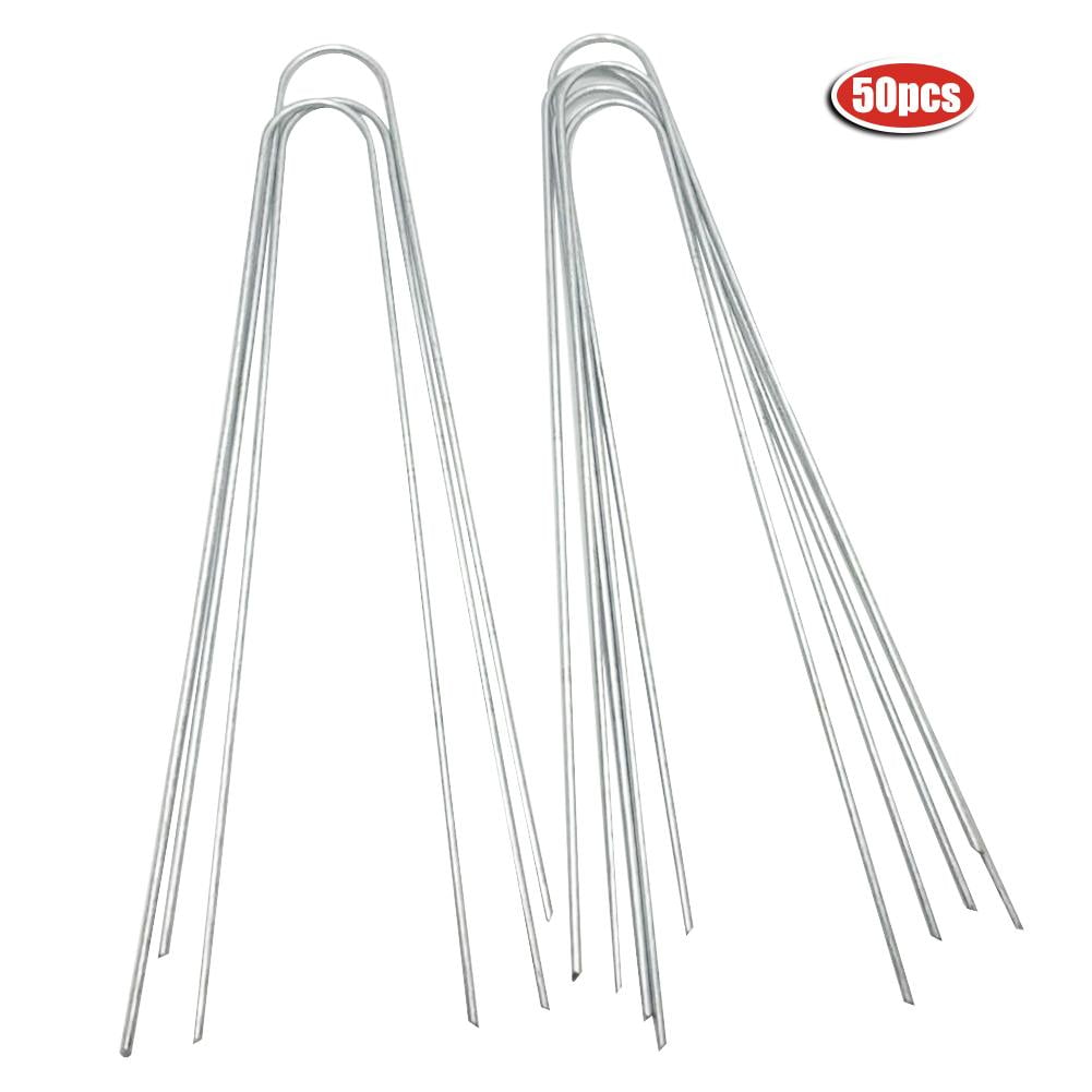 50 PCS Steel Landscape U shaped Stakes Pins Staple Peg for Ground ...