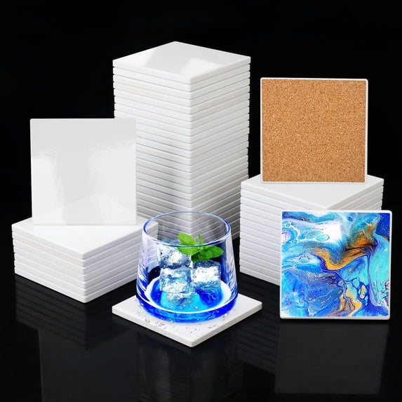 50 PCS Sublimation Square Ceramic Coasters with Cork Backing Pads ...